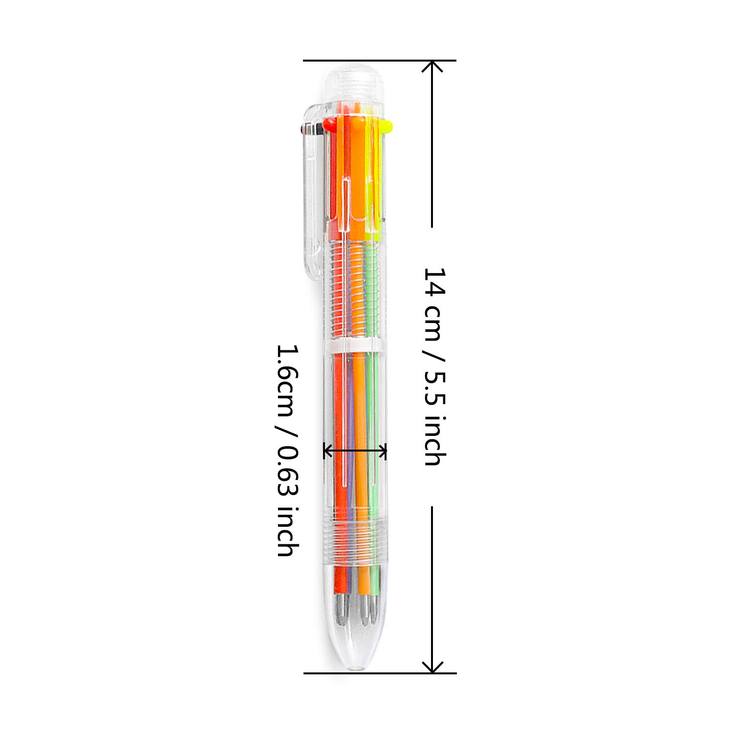 Hutou 24 Pack 0.5mm 6-in-1 Multicolor Ballpoint Pen 6 Colors Retractable Ballpoint Pens (24 Pack)