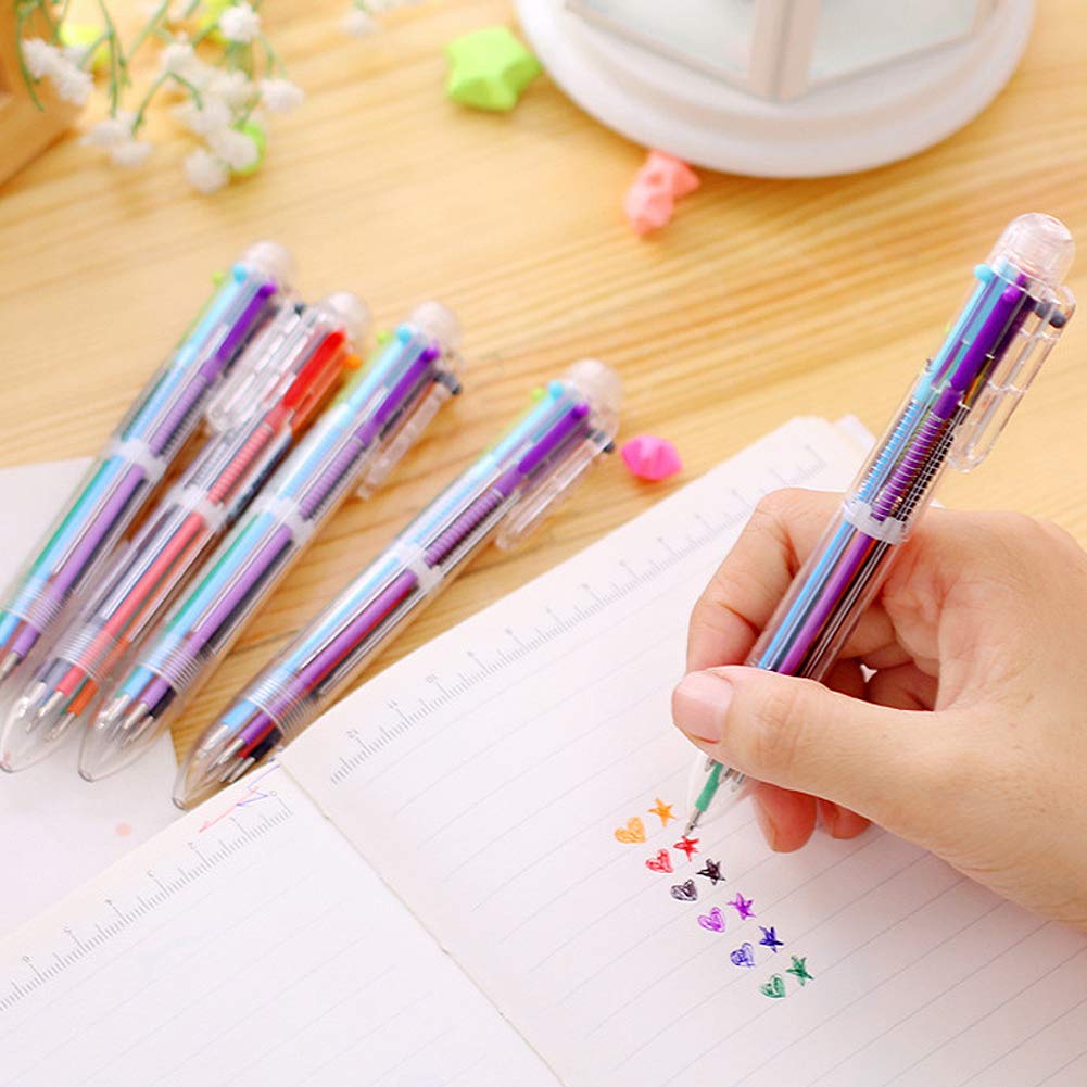Hutou 24 Pack 0.5mm 6-in-1 Multicolor Ballpoint Pen 6 Colors Retractable Ballpoint Pens (24 Pack)