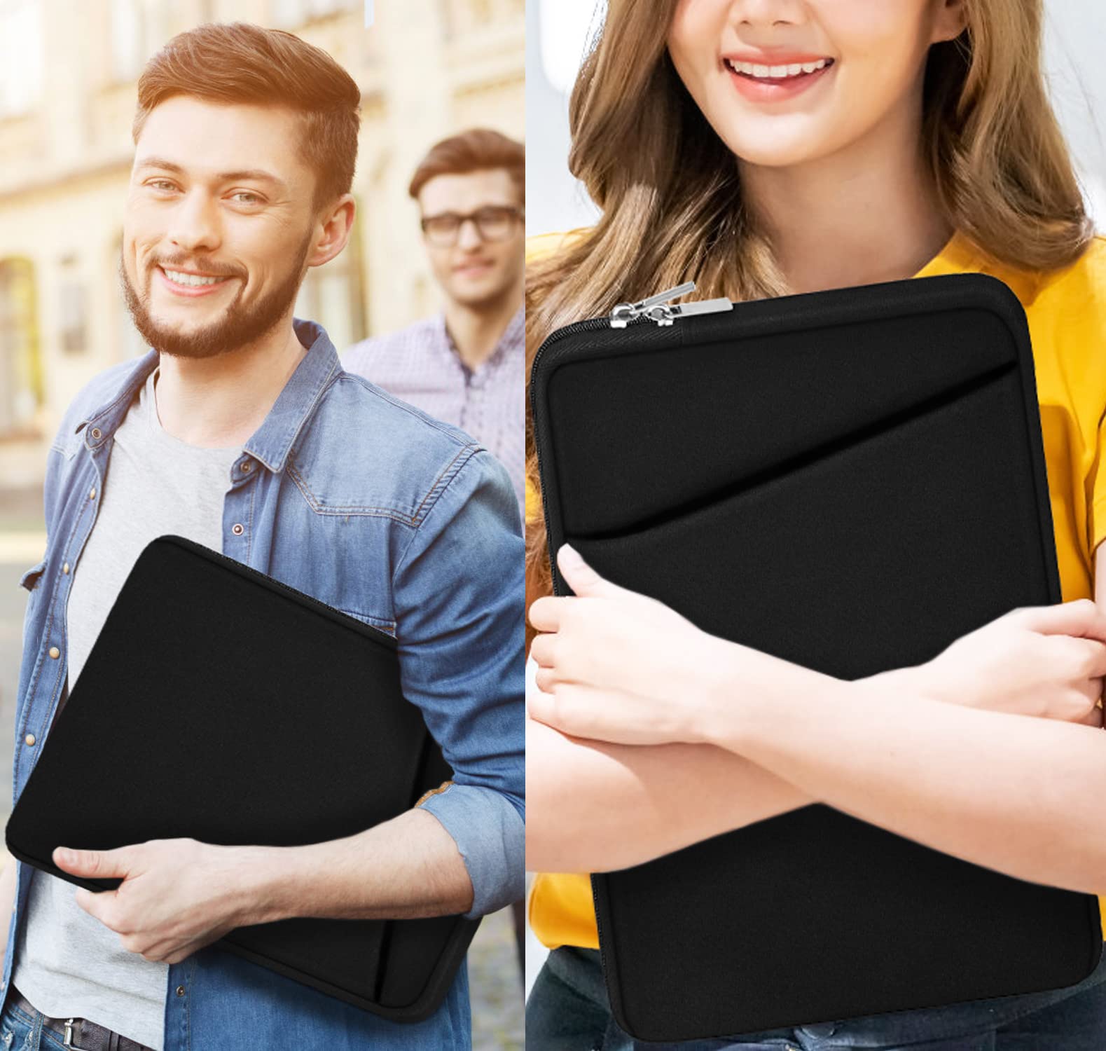 Laptop Sleeve 15.6 inch, Durable Briefcase Cover Shockproof Protective Case, Handbags Portable Laptop Bag for 15.6 inch HP Dell Asus Lenovo Notebook Computer, Laptop Case with Front Pocket, Black