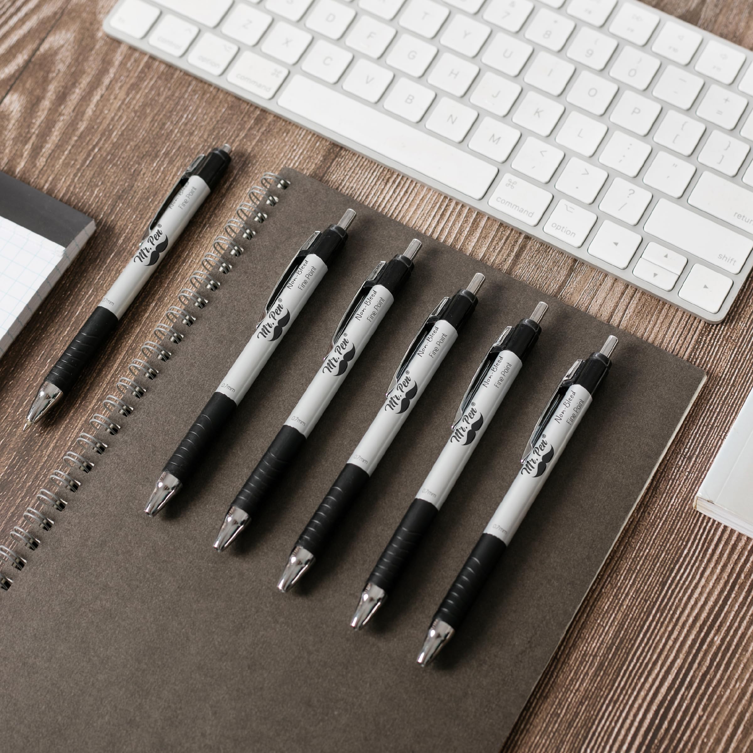 Mr. Pen No Bleed Pens, Bible Pens, Fine Tip, Black, Pack of 6