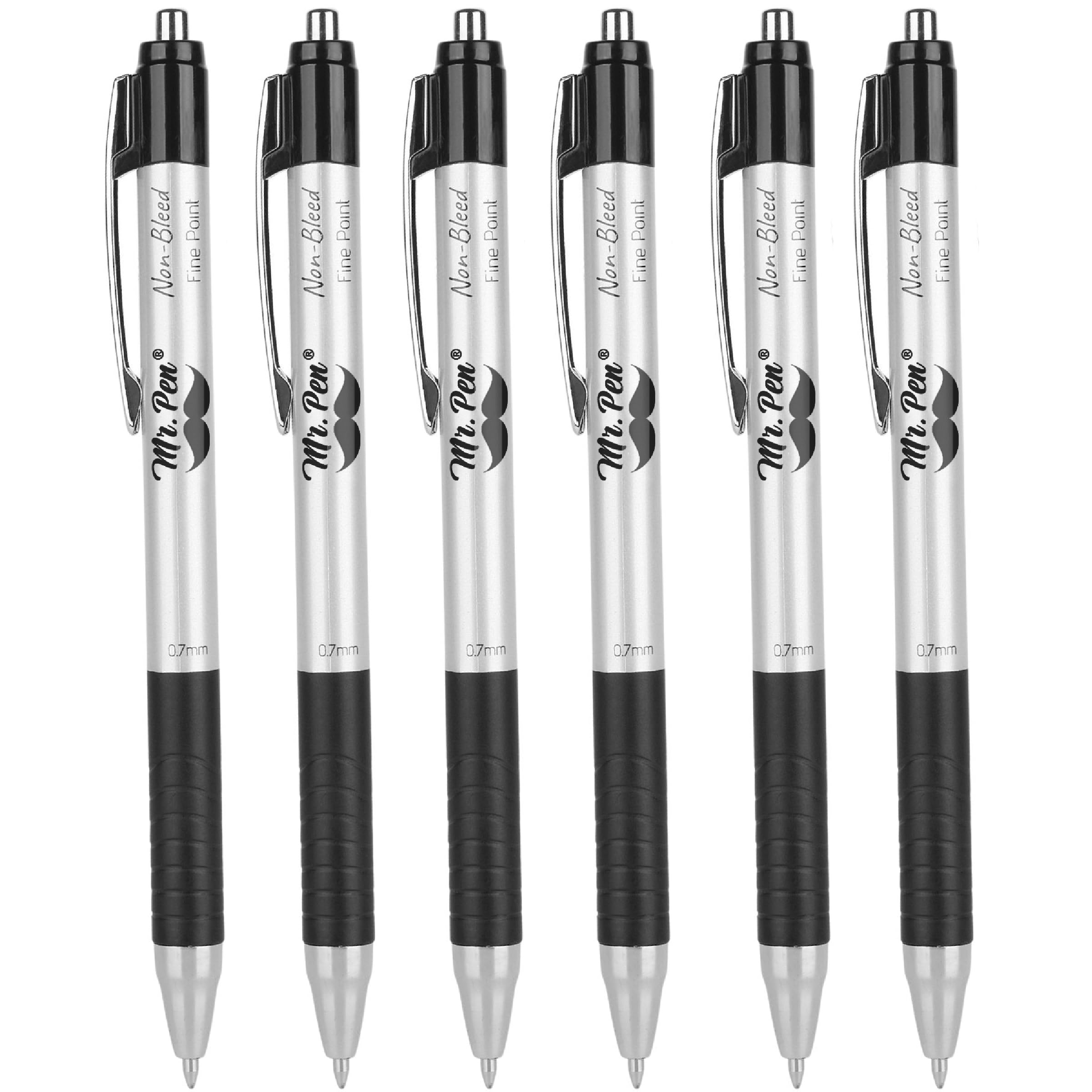 Mr. Pen No Bleed Pens, Bible Pens, Fine Tip, Black, Pack of 6