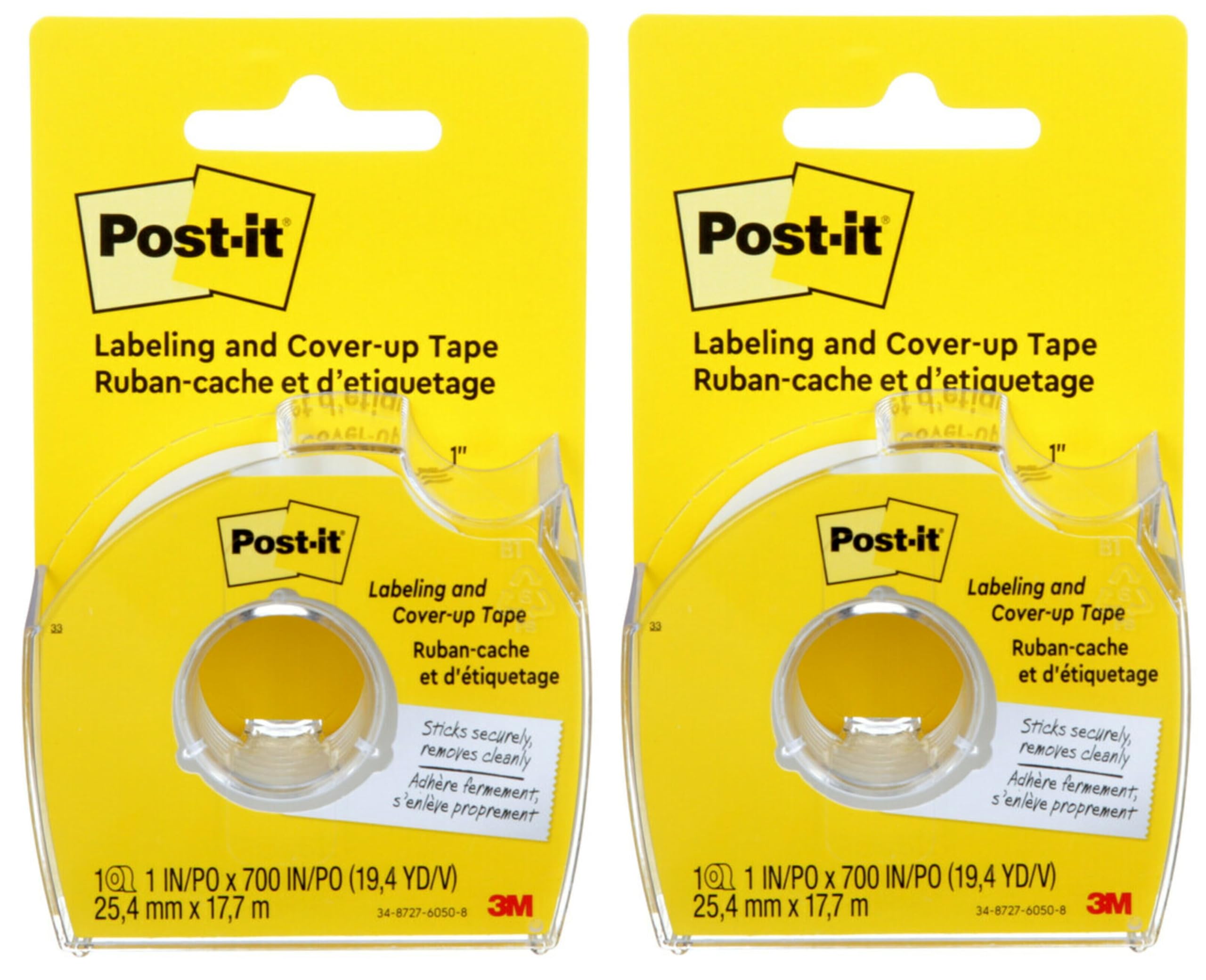 Post-it : Removable Cover-Up Tape, Non-Refillable, 1" x 700" roll -:- Sold as 2 Packs of - 1 - / - Total of 2 Each