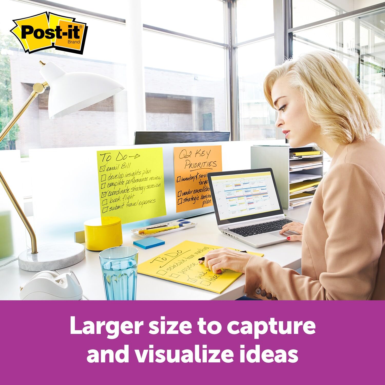 Post-it Super Sticky Big Notes, 11 in x 11 in, 1 Pad, 2X The Sticking Power, Neon Green (BN11G)