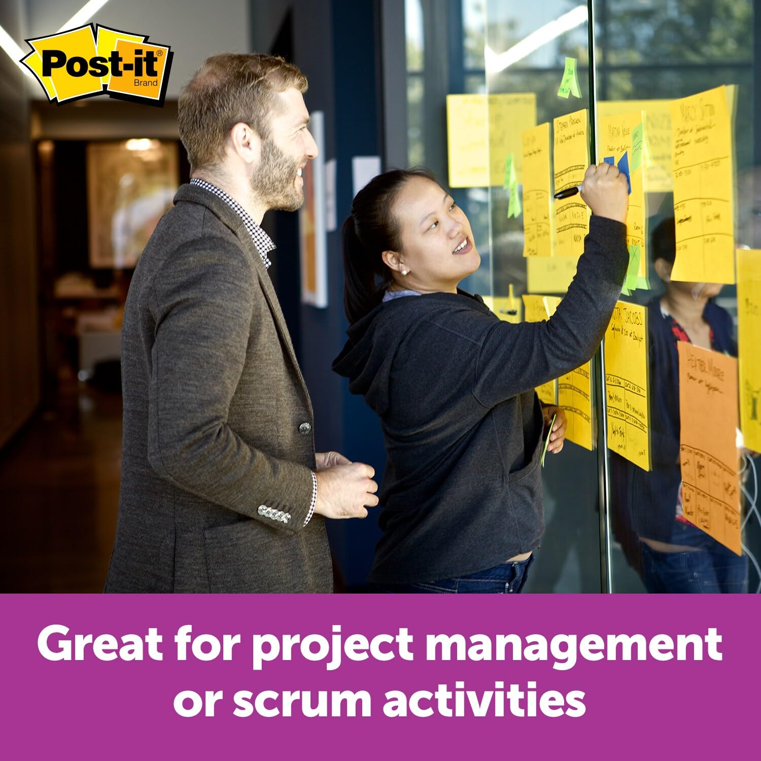 Post-it Super Sticky Big Notes, 11 in x 11 in, 1 Pad, 2X The Sticking Power, Neon Green (BN11G)