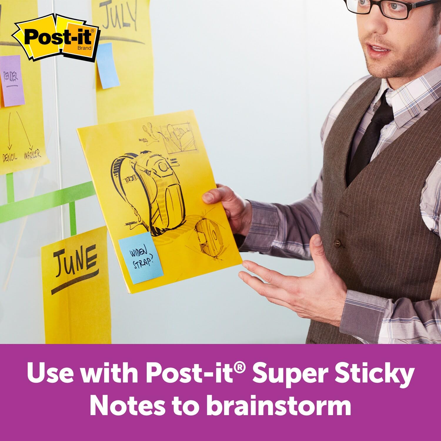 Post-it Super Sticky Big Notes, 11 in x 11 in, 1 Pad, 2X The Sticking Power, Neon Green (BN11G)