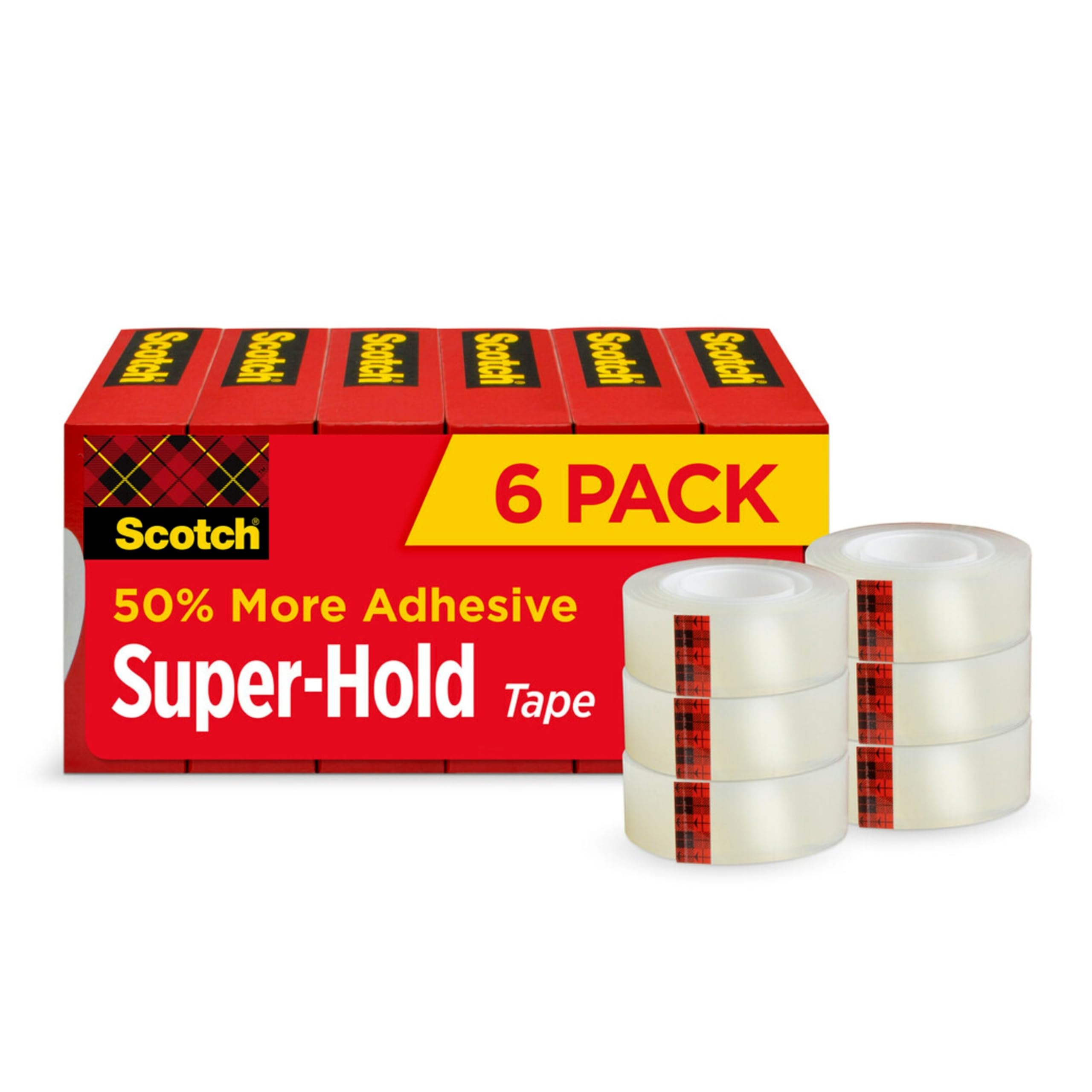 Scotch Super-Hold Tape, 6 Rolls, 50% More Adhesive, Trusted Favorite, 3/4 x 800 Inches, Boxed (700S6)