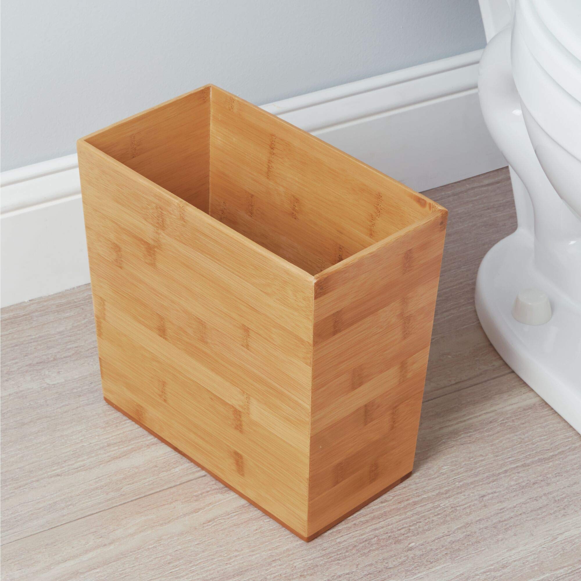 iDesign Rectangular Bamboo Waste Basket, The Formbu Collection β 10.5" x 5.75" x 10β, Natural Wood Finish