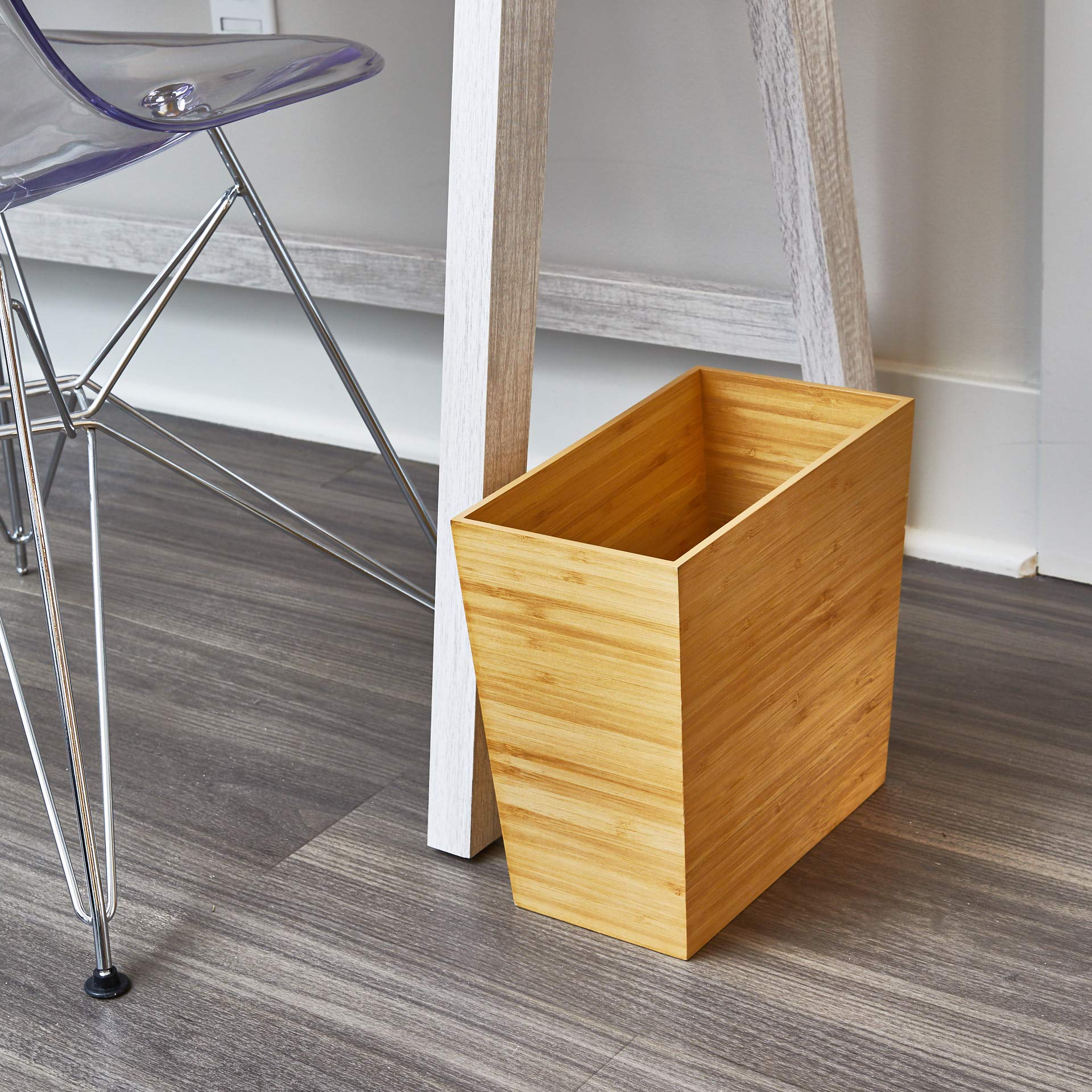 iDesign Rectangular Bamboo Waste Basket, The Formbu Collection β 10.5" x 5.75" x 10β, Natural Wood Finish