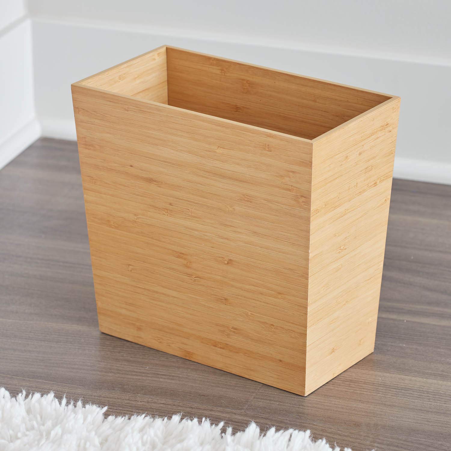 iDesign Rectangular Bamboo Waste Basket, The Formbu Collection β 10.5" x 5.75" x 10β, Natural Wood Finish
