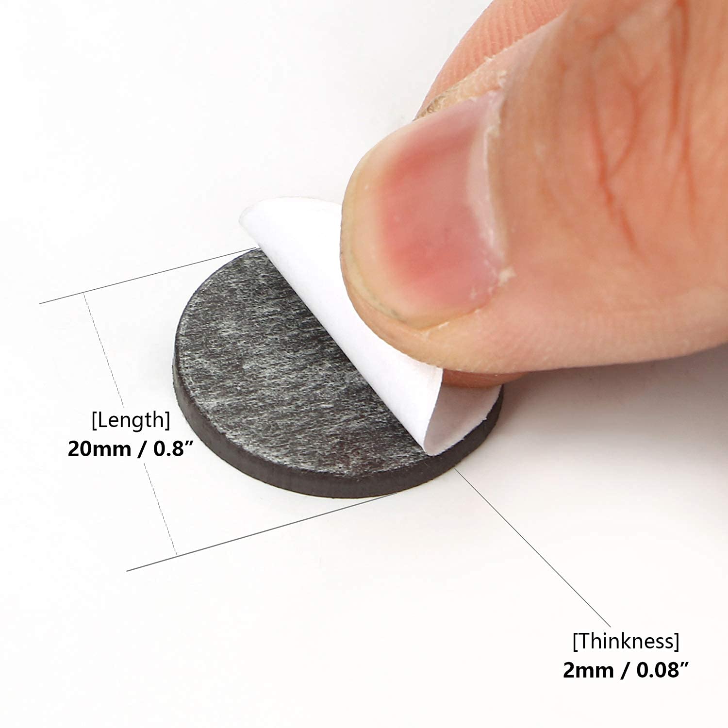 Flexible Magnetic Dot with Self Adhesive, 60 PCS Round Small Magnetic Stickers with Adhesive Backing Peel & Stick Magnets Stickers for Crafts, Office, DIY Projects, 60 Pack 20x2mm