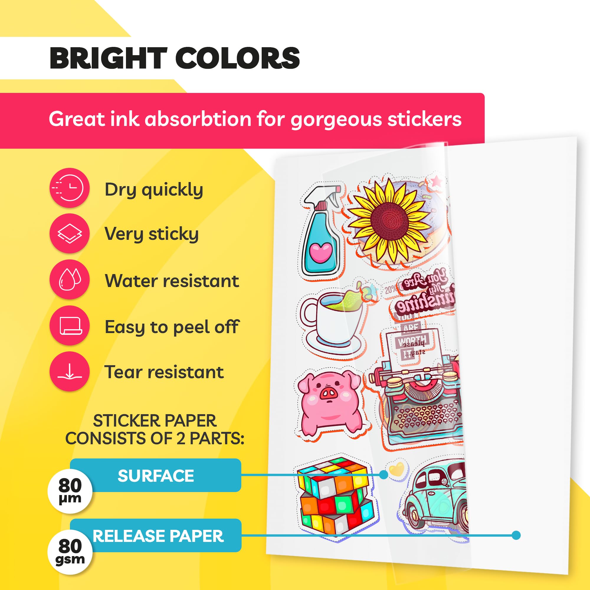90% Clear Sticker Paper for Inkjet Printer (20 Sheets) - Glossy 8.5 x 11 - Printable Vinyl Sticker Paper for Cricut - Printable Sticker Paper - Transparent - Adhesive - Clear Sheets - Clear Labels