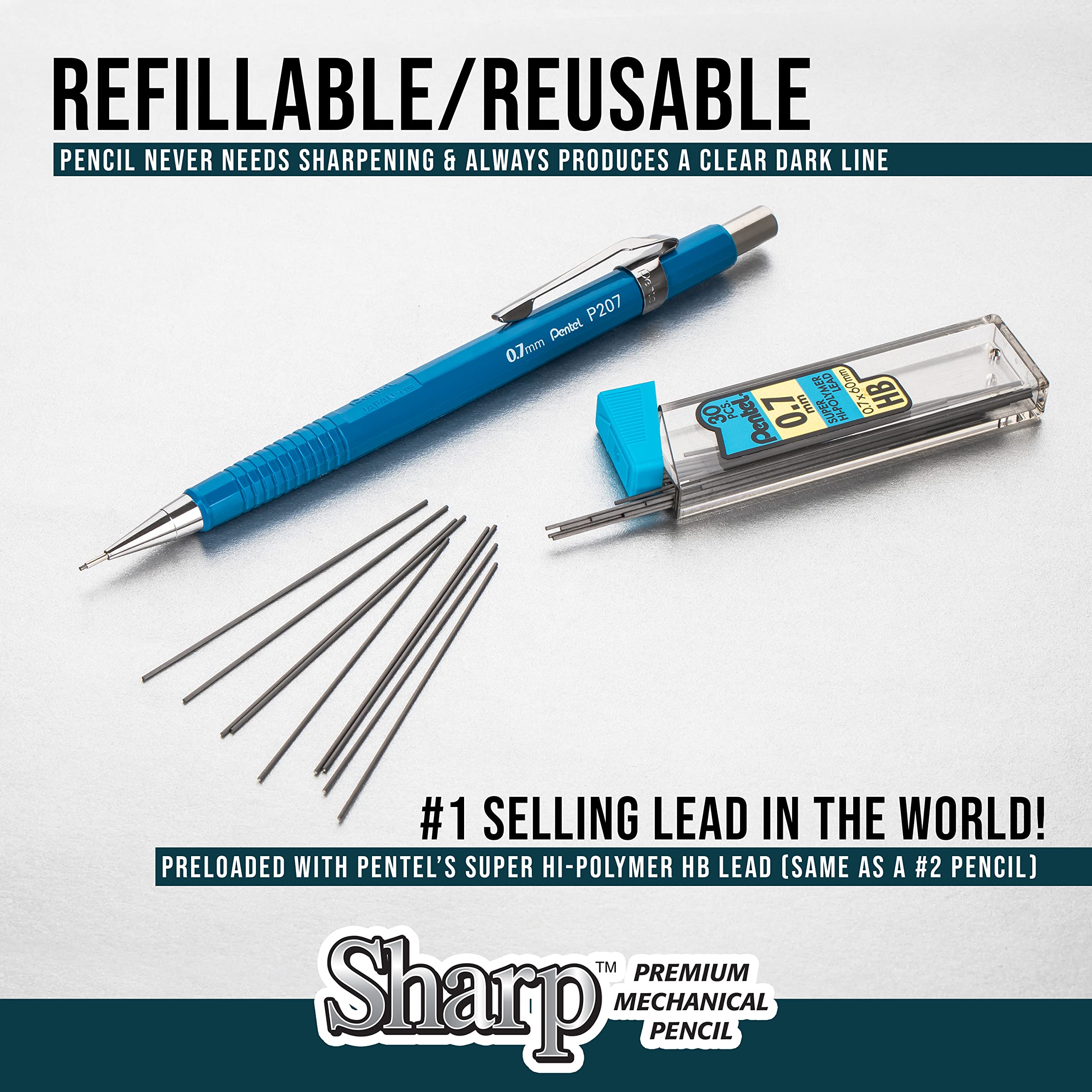 PENTEL Sharp Mechanical Drafting Pencil, 0.9 mm, Yellow Barrel, 2/Pack (P209BP2K6)