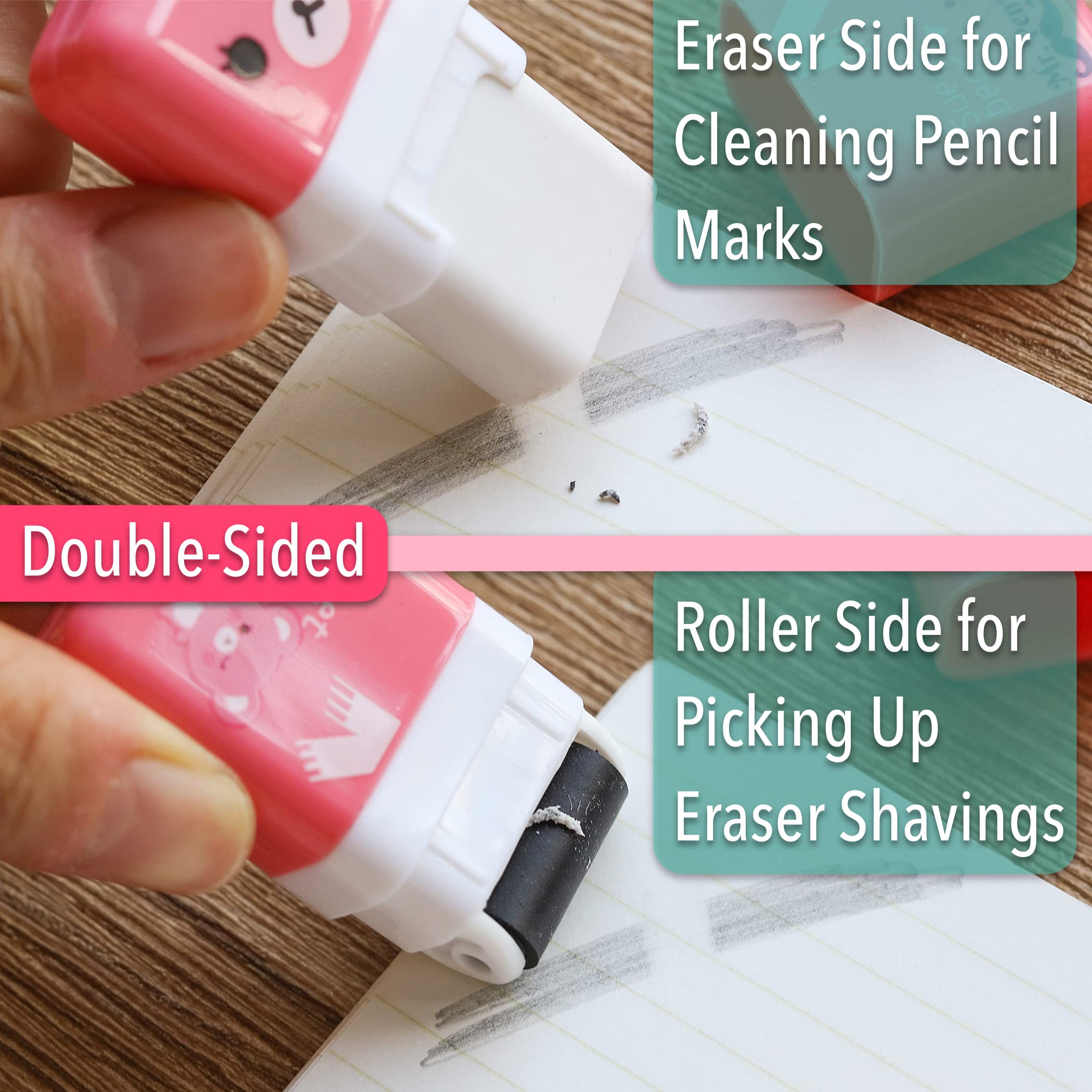 Mr. Pen- Erasers for Kids, 6 Pack, Eraser with Cover and Roller, School Supplies, Erasers, Kids Erasers, Pencil Eraser, Cute Erasers, Kids School Supplies