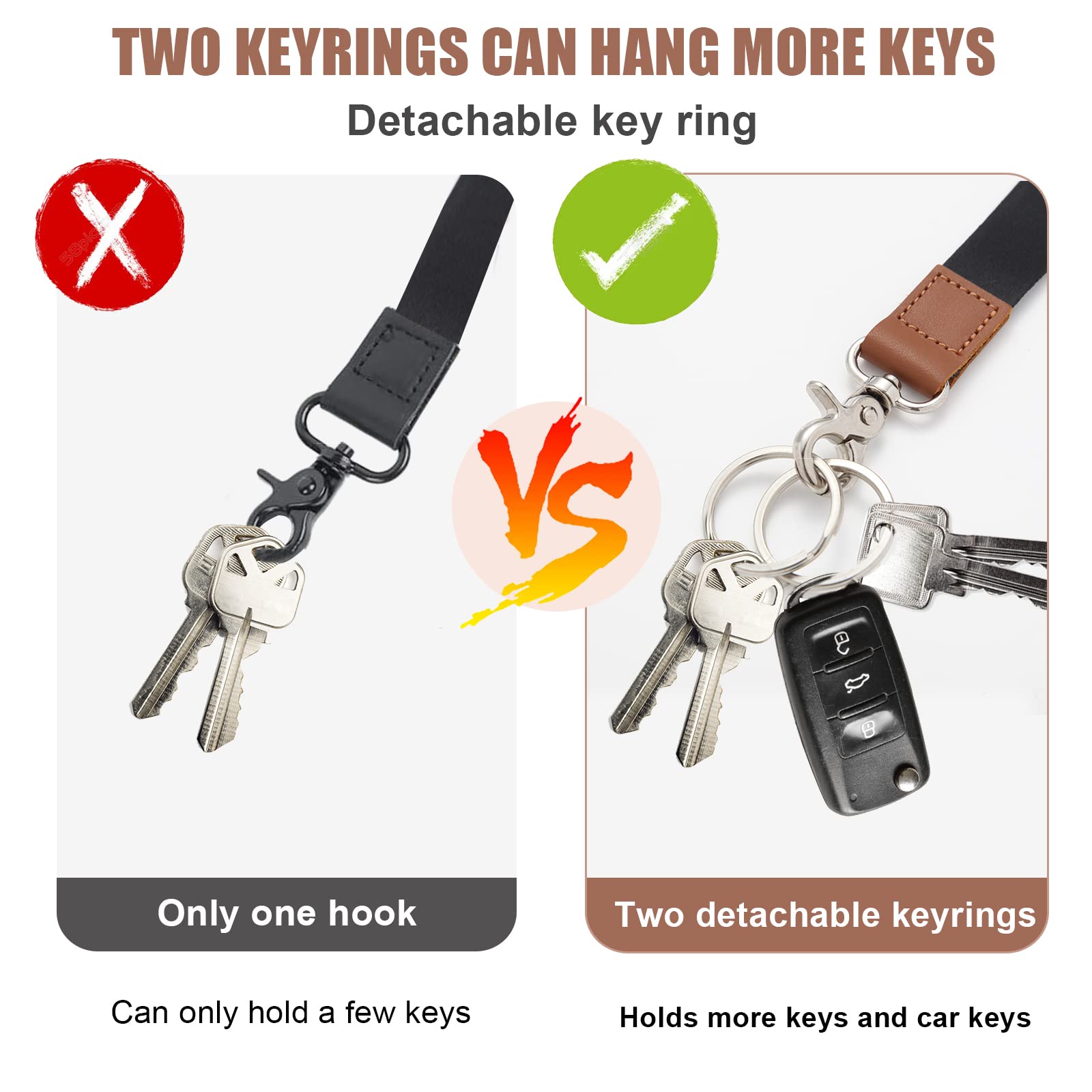 Lanyards for Keys, Black Keychain Long Lanyard for Women Men, Cute Neck Lanyard for ID Badges Wallet