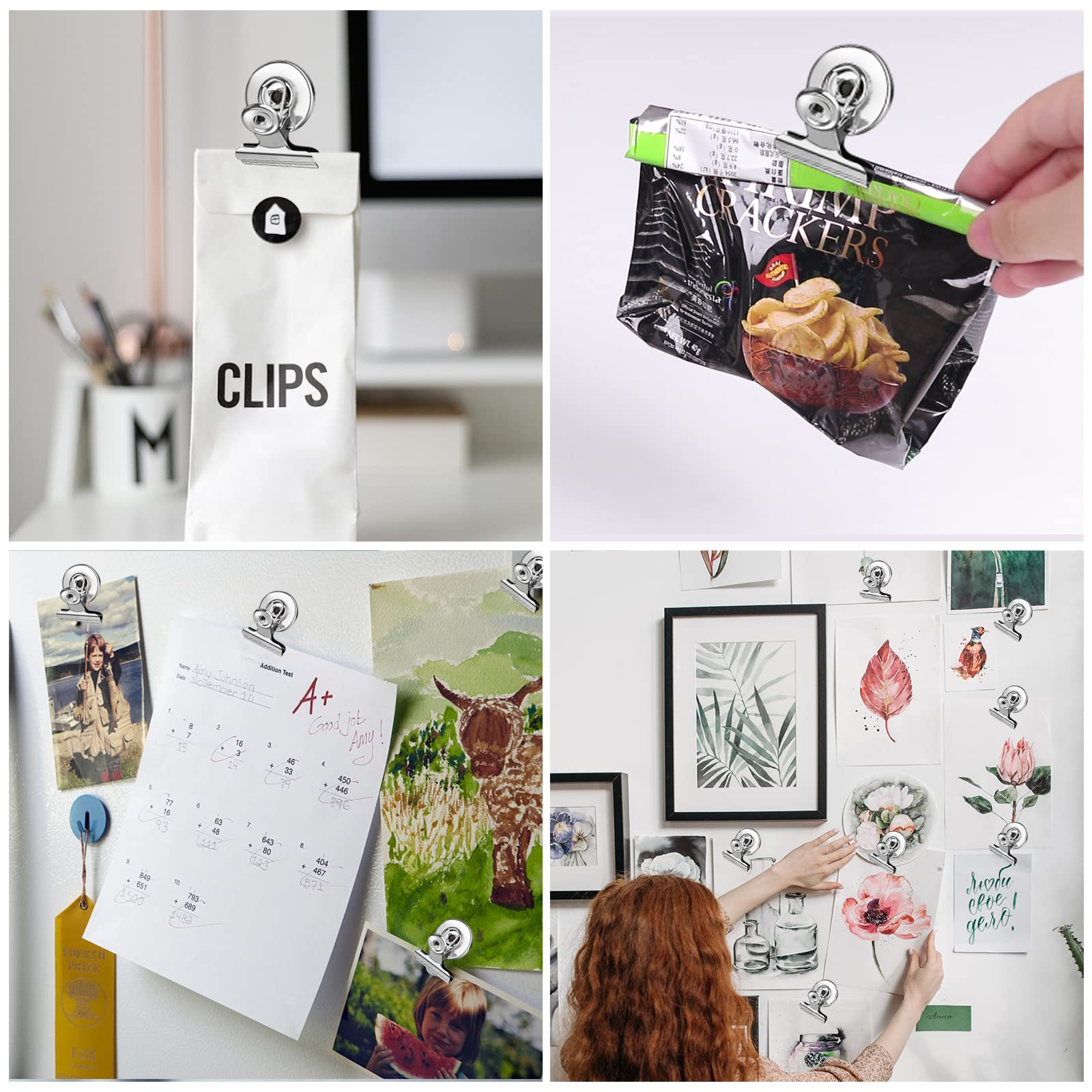 DIYMAG Fridge Magnet Refrigerator Magnets,Magnetic Clips Heavy Duty for Refrigerator, Fridge Magnets Adult,Strong Magnets for Fridge,Whiteboard,Office, Locker,Classroom(Silver, 20PCS)