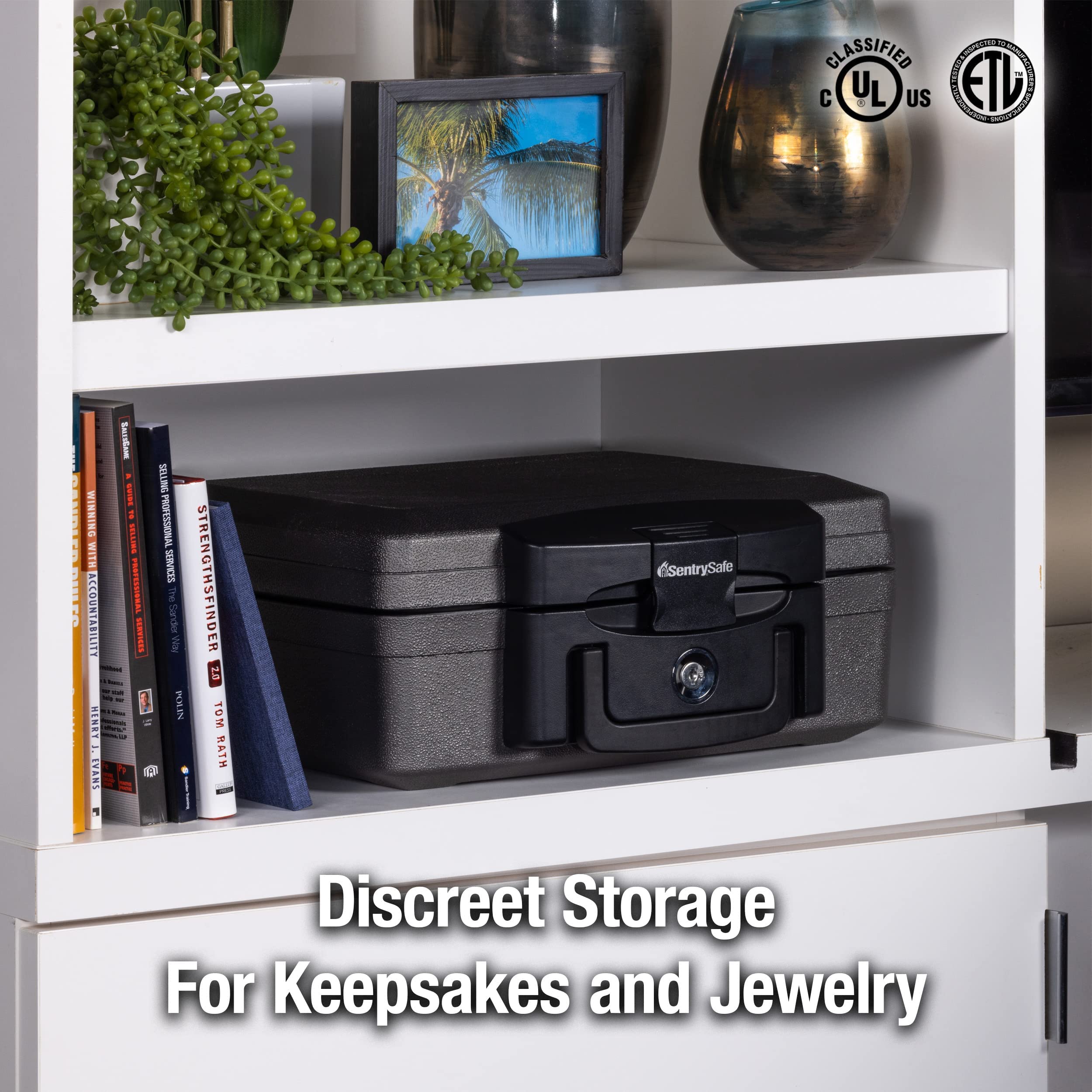 SentrySafe Fireproof and Waterproof Safe Box with Key Lock, Chest Safe for Home with Water-Resistant and Fire-Resistant Security, 0.17 Cubic Feet, 6.1 x 14.3 x 13 Inches, H0100