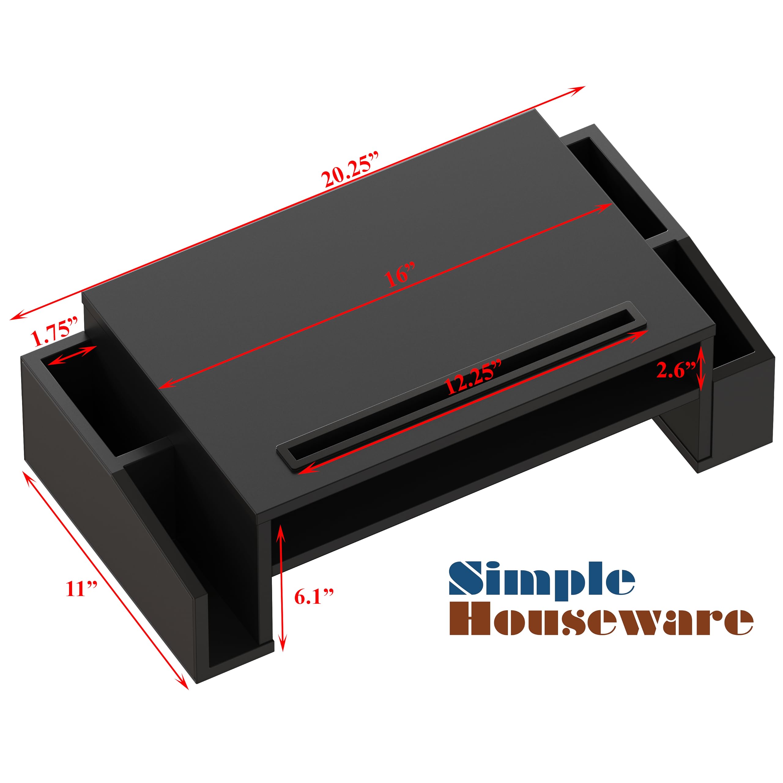 Simple Houseware Desk Monitor Stand Riser with Adjustable Organizer Tray, Black