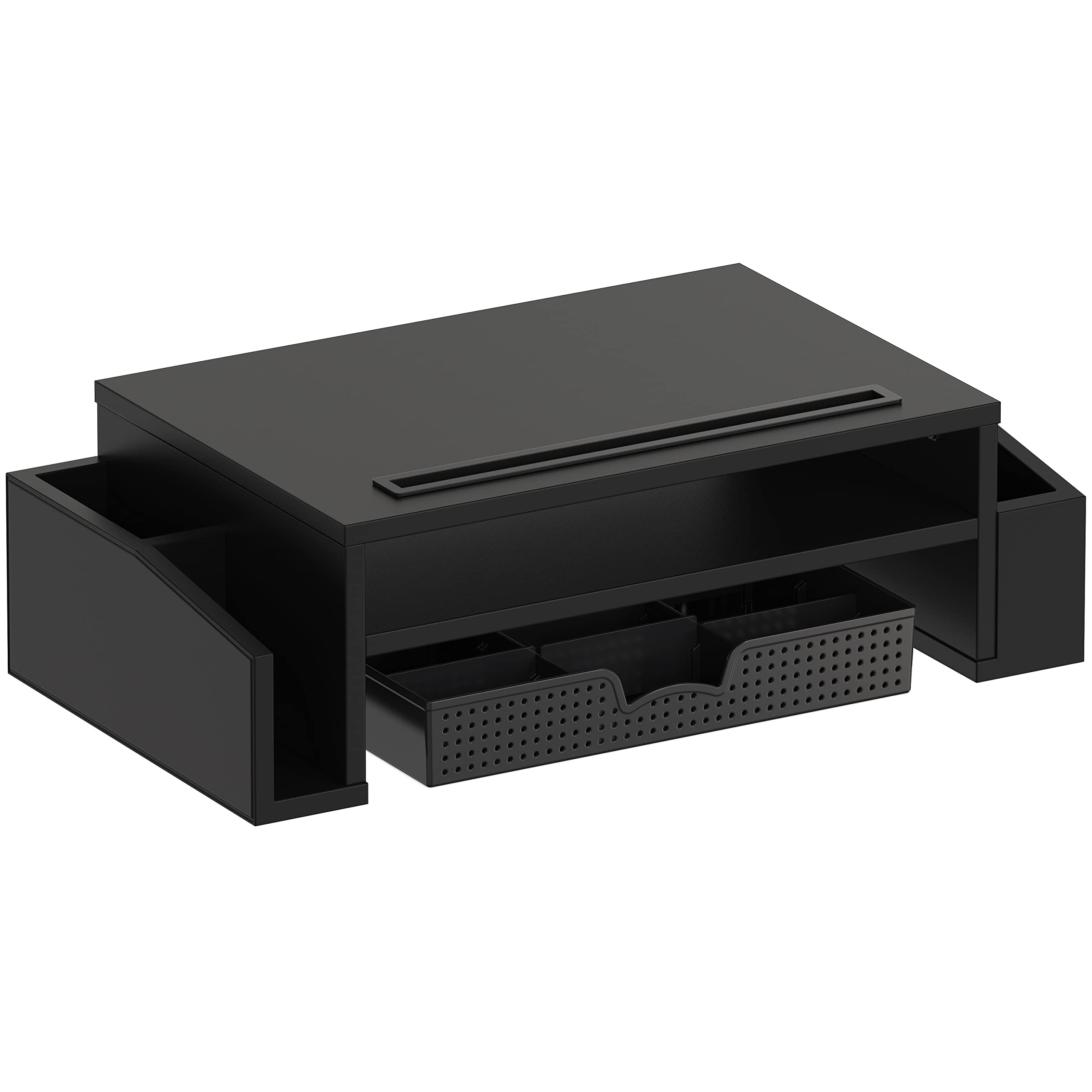 Simple Houseware Desk Monitor Stand Riser with Adjustable Organizer Tray, Black