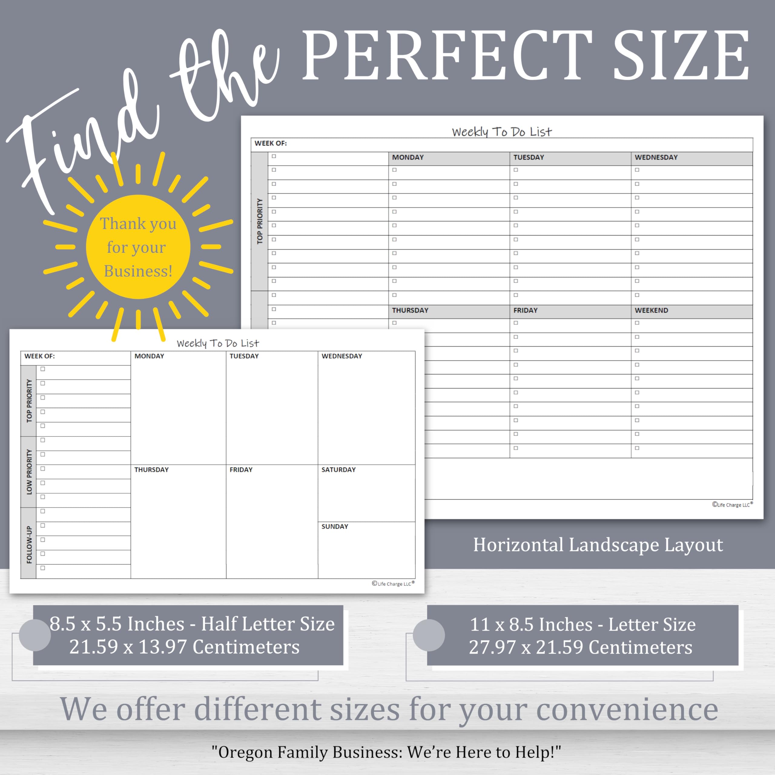Weekly TO DO List Notepad, 50 Page Task Planner Pad w/ Daily Checklist, Priority ToDo Checkbox & Note Sections. Desk Notebook Pad to Organize Office. 11 X 8.5, A4 Sheets. Made in the USA.