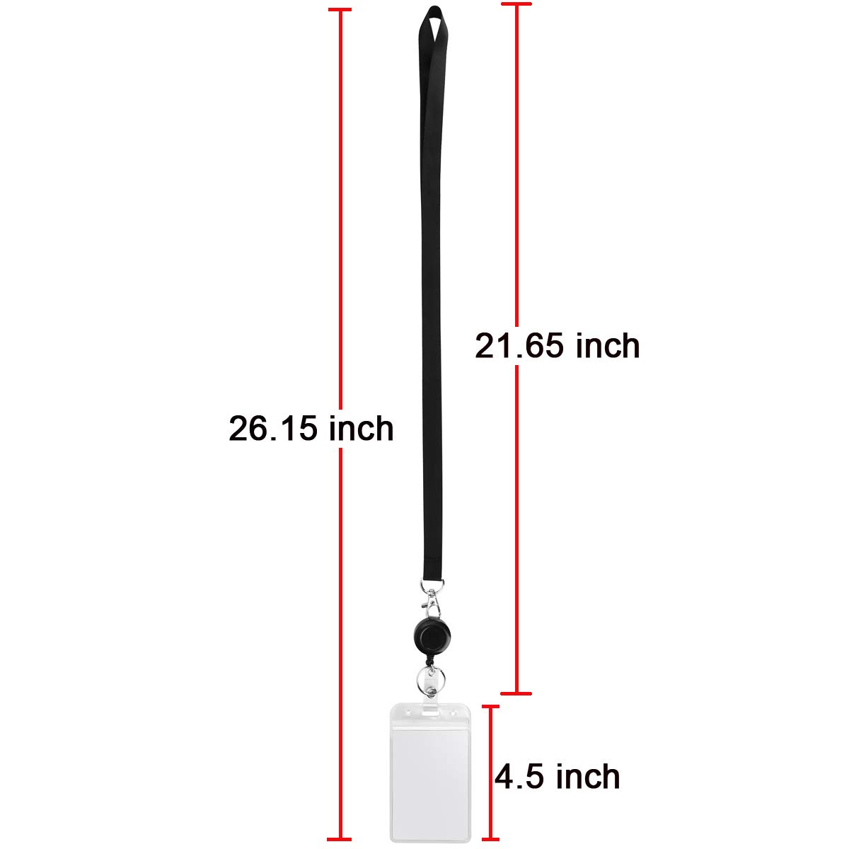 YOUOWO Lanyard Black Retractable Badge Reel with ID Badge Holder with Badge Reel Clip for id Card Badges Holders Vertical Punched Zipper Waterproof 2 Pack
