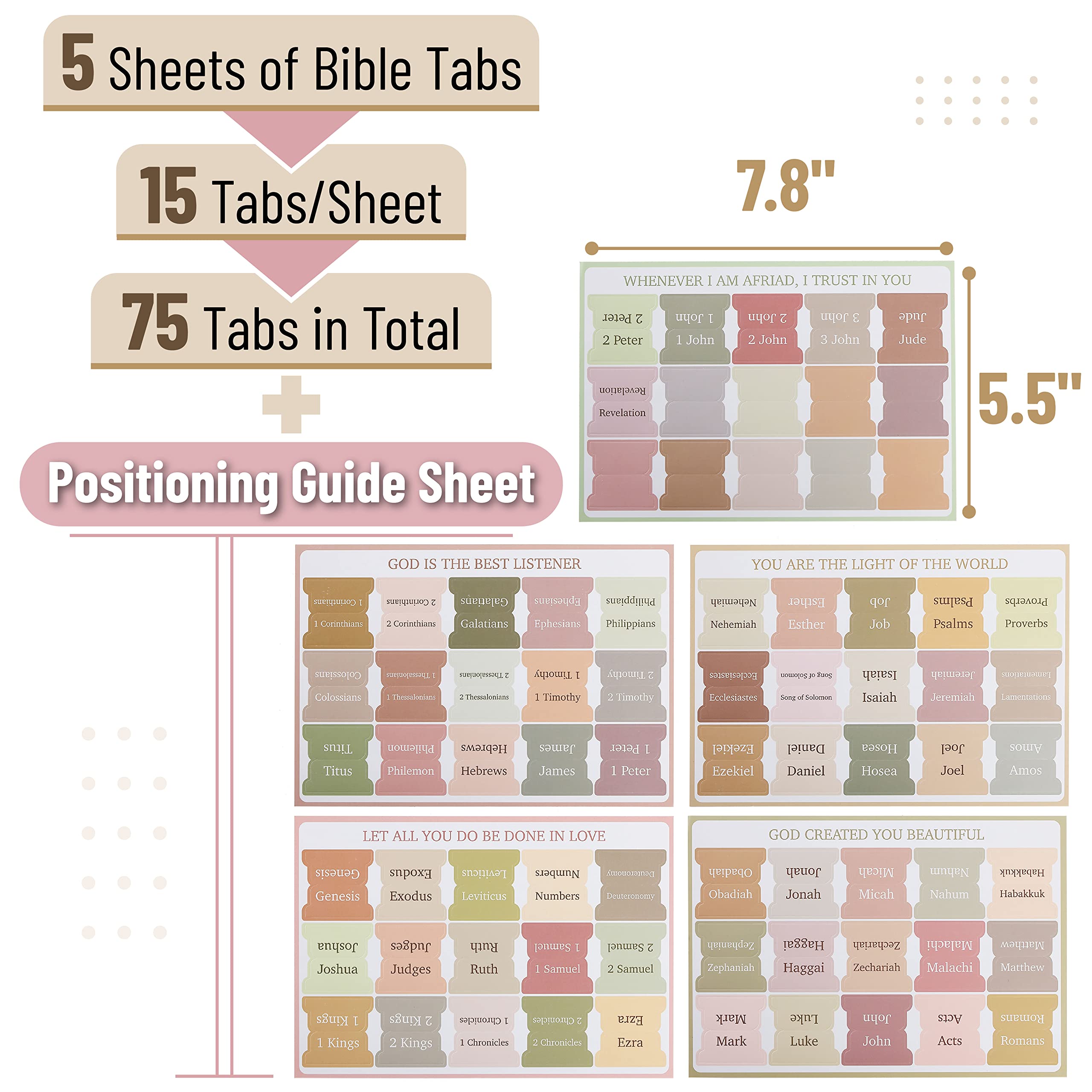 Mr. Pen- Bible Tabs, 75 Tabs, Boho Theme, Laminated Bible Tabs for Women and Men, Bible Tabs for Study Bible, Bible Index Tabs, Bible Book Tabs, Bible Labels Tabs, Mr Pen Bible Tabs