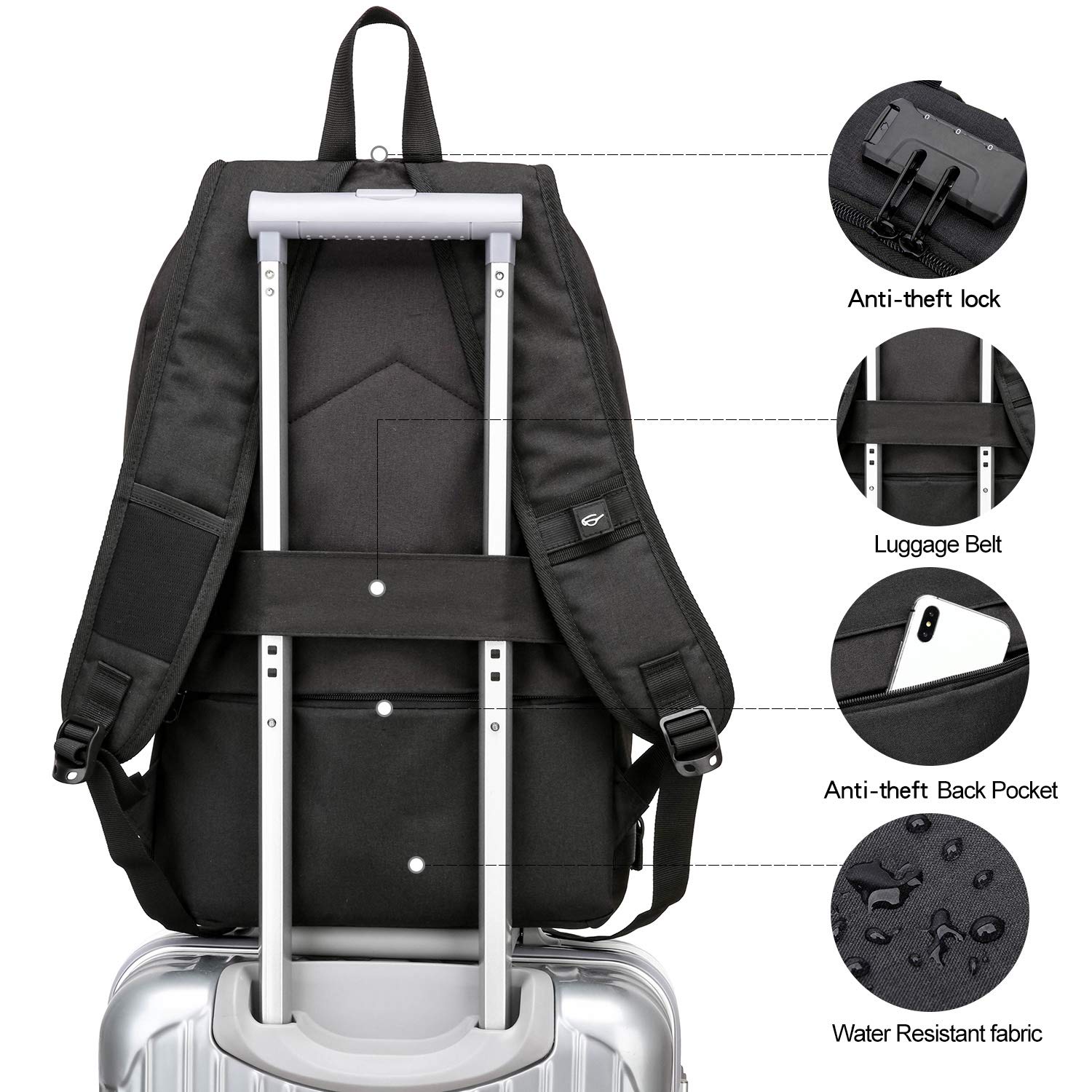 Laptop Backpack,Business Travel Anti Theft Backpack Gift for Men Women with USB Charging Port Lock,Slim Durable Water Resistant College School Bookbag Computer Bag Fits 15.6 Inch Laptop Notebook