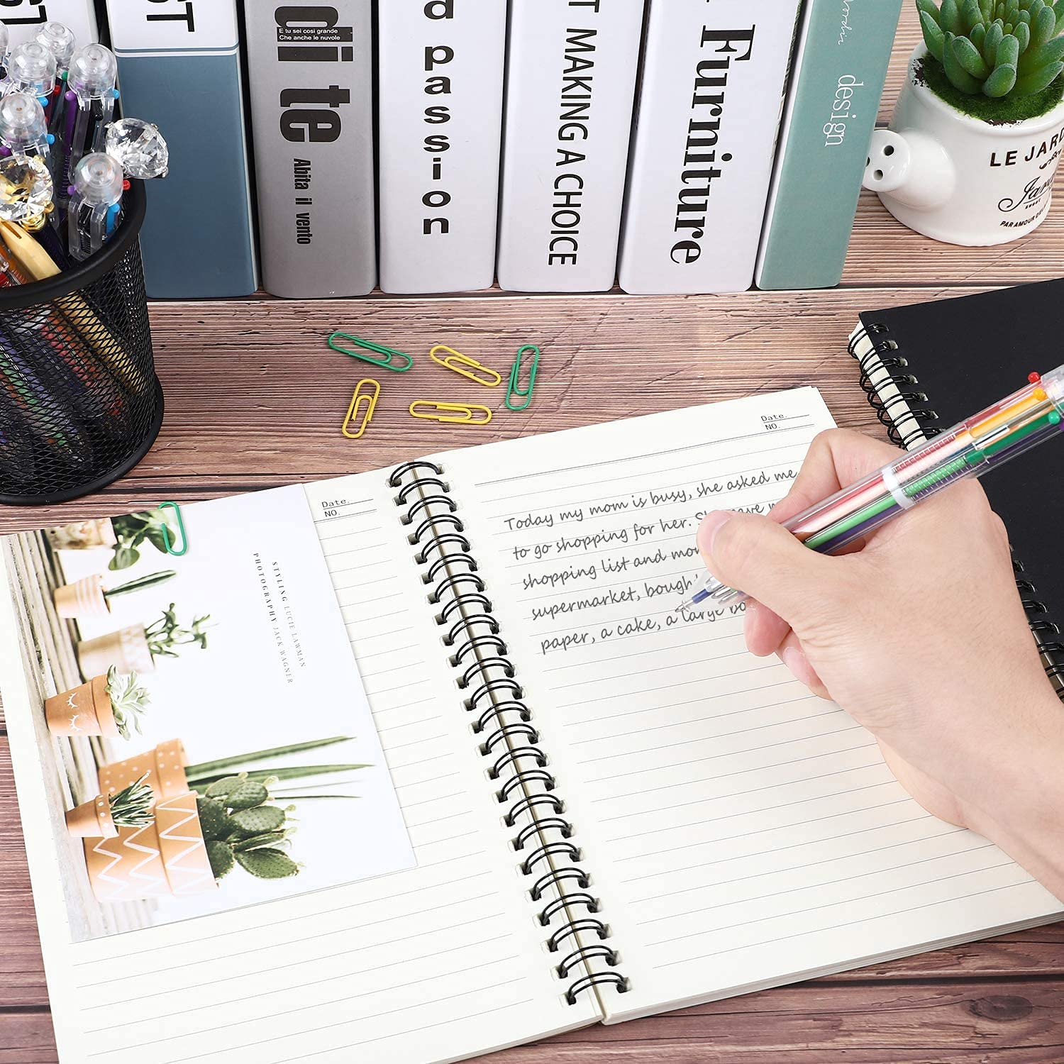 EOOUT 4 Pack Spiral Lined Notebook, Ruled Journals Notebooks, Soft Cover Notebook, 80 Sheets, 160 Pages, Lined Paper, 5" x 8", for Gifts, Office, School Supplies
