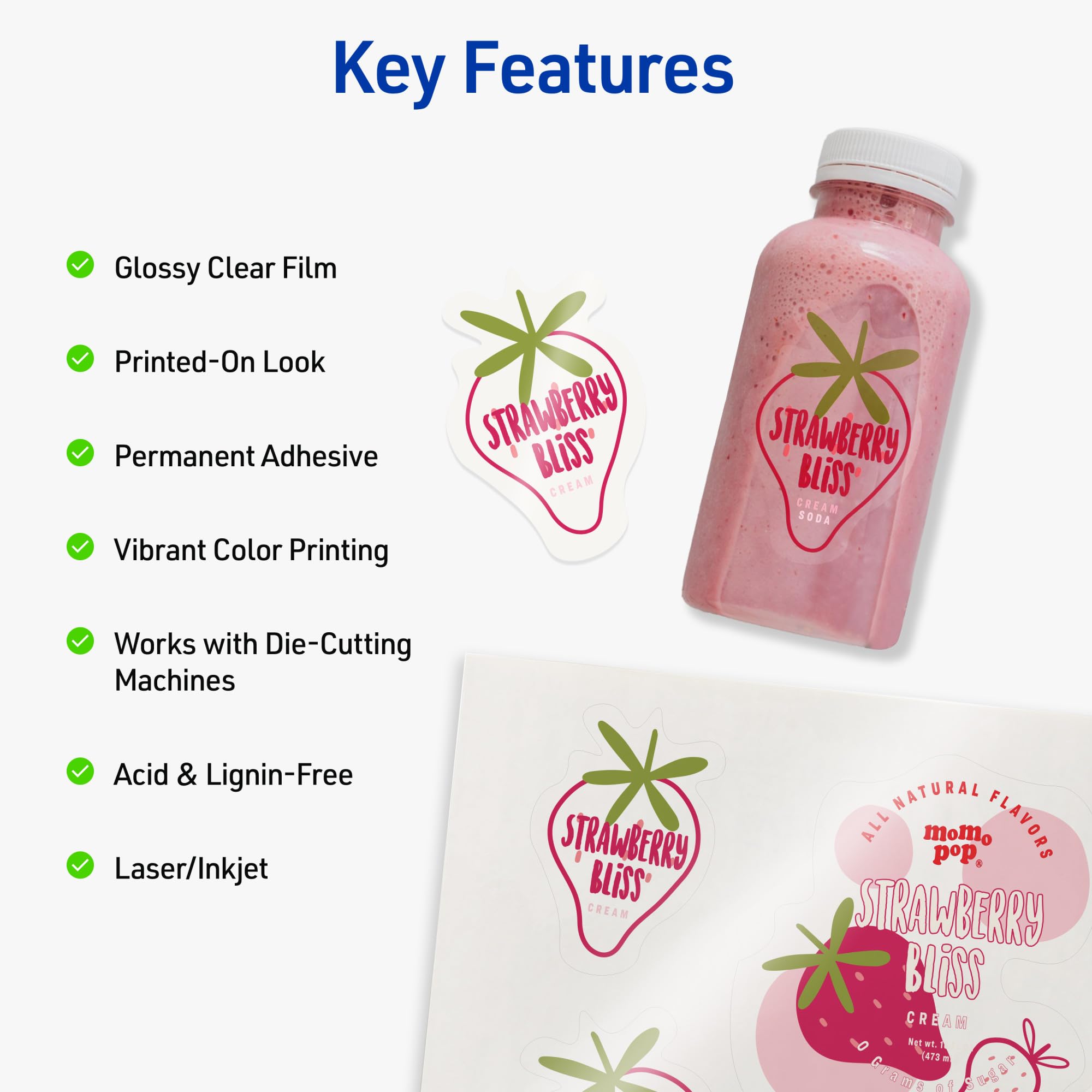 Avery Printable Sticker Paper, Glossy Clear, 8.5" x 11", Laser & Inkjet Printers, 7 Sheets (4397)