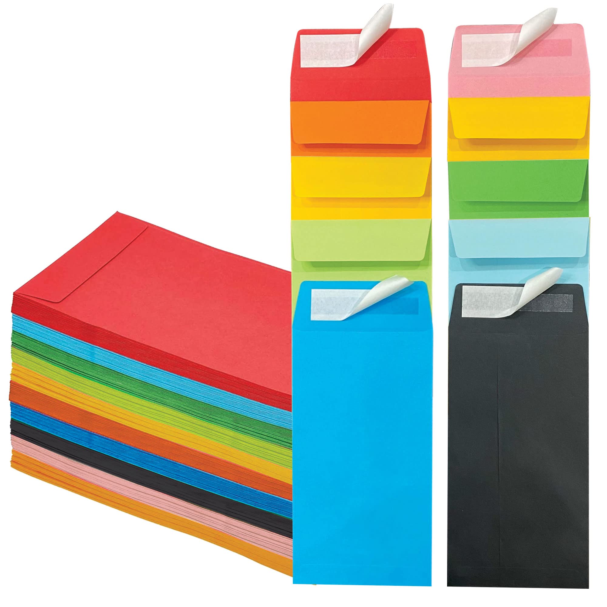 Cash Envelopes 100 Pack 3.5 x 6.7 Inch – 80 GSM Brown Kraft Paper, Peel & Seal Money Envelopes for Cash Saving and Budgeting– Ideal for Coins, Checks, Gift Cards & Tickets