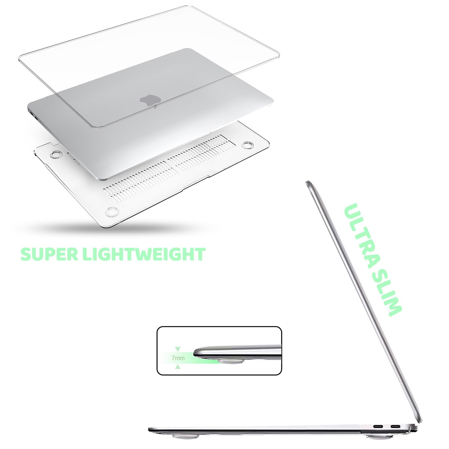 Anban Compatible with MacBook Pro 13 inch Case M2 2022, 2021 2020 2019 2018 2017 M1 A2338 A2251 A2289 A2159 A1989 A1708 A1706 Touch Bar, Clear Plastic Hard Shell Case +Keyboard Cover +Screen Protector