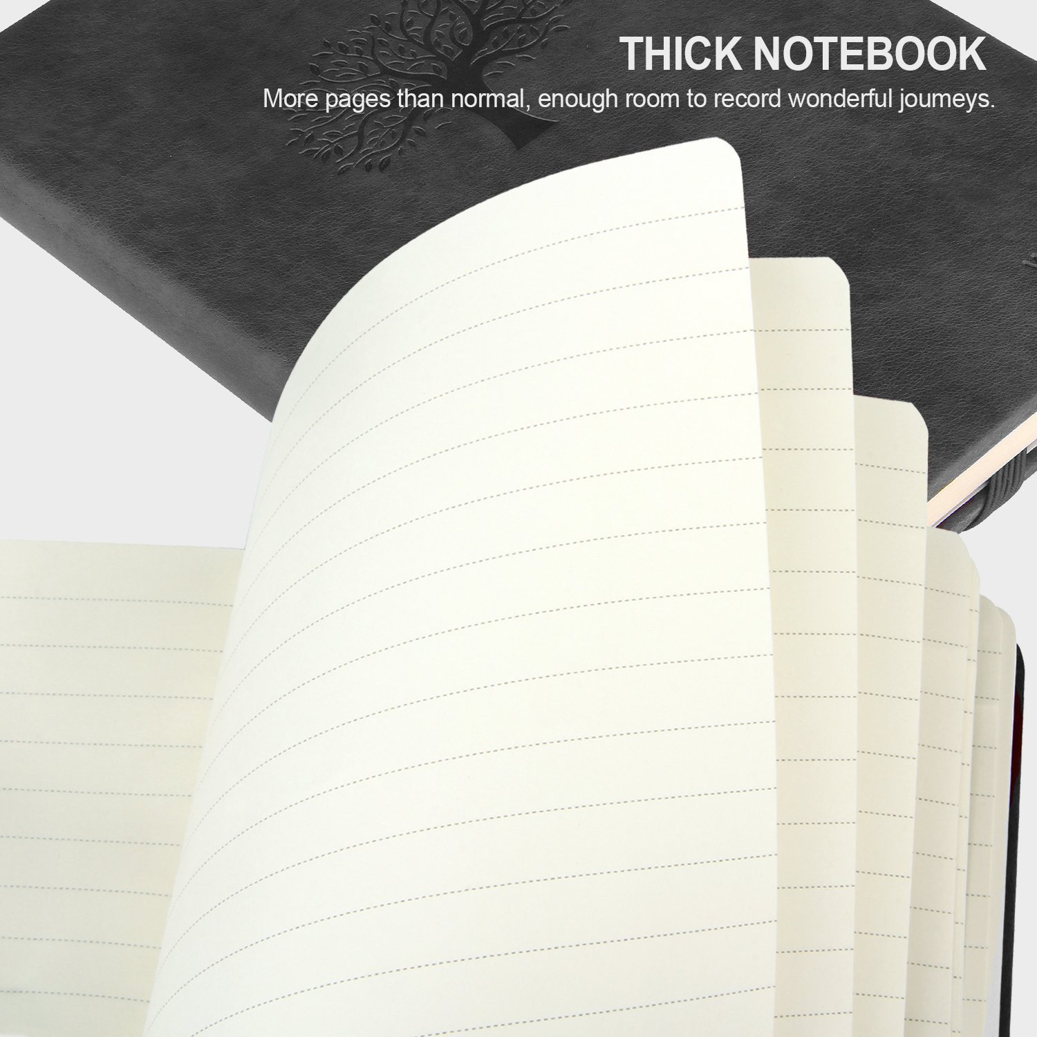 Hardercover Journals 200 Pages, WERTIOO Diary Leather Lined Journal Notebook Writing A5 100gsm Thick Paper Notebooks with Pen Hold for Work Men Women, 8.4 x 5.7 in