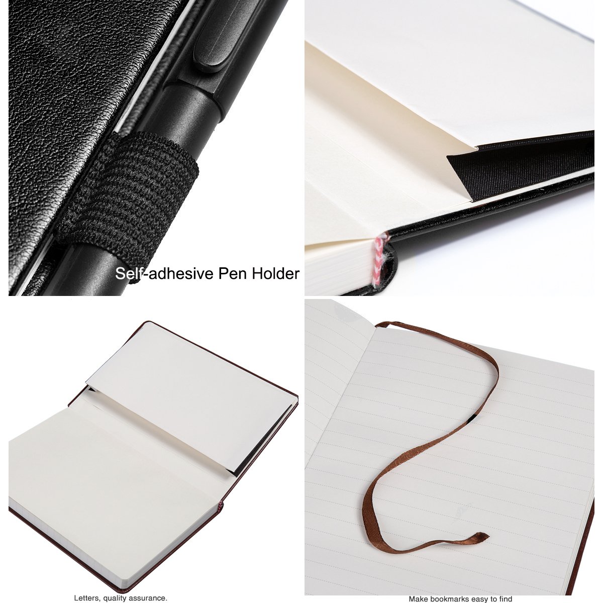 Hardercover Journals 200 Pages, WERTIOO Diary Leather Lined Journal Notebook Writing A5 100gsm Thick Paper Notebooks with Pen Hold for Work Men Women, 8.4 x 5.7 in