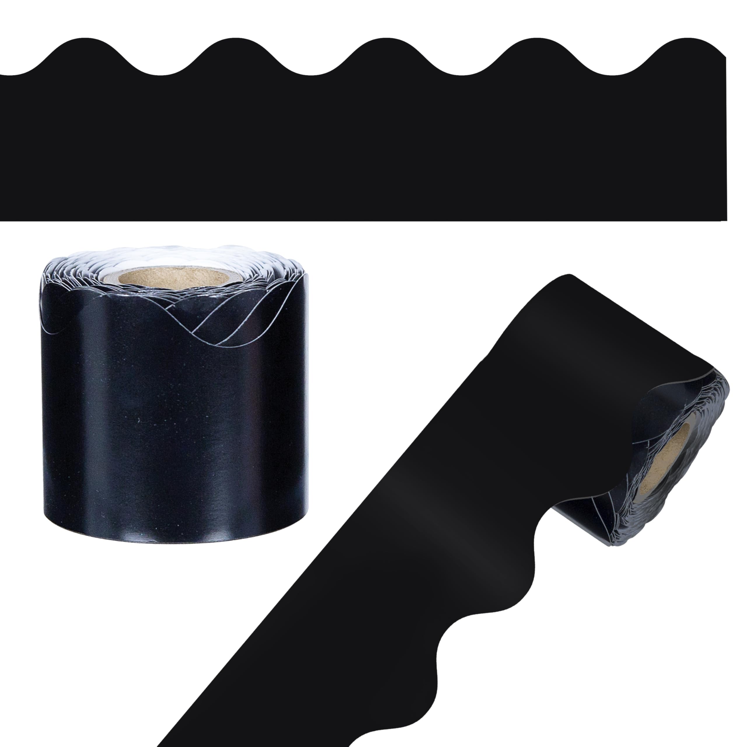 Carson Dellosa Black Bulletin Board Borders, 36 Feet of Scalloped Black Classroom Borders for Bulletin Board, White Board, Cork Board, Locker, Room Decor, Desk Decor, and Classroom Decor
