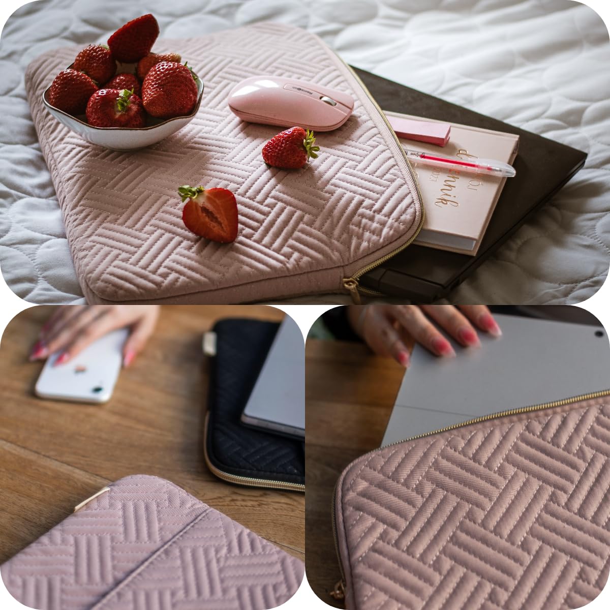 Laptop Sleeve,BAGSMART Laptop Case Cover Compatible with 13-13.3 inch Notebook,MacBook Air,MacBook Pro 14 Inch,Computer,Water Repellent Protective Case with Pocket,Pink