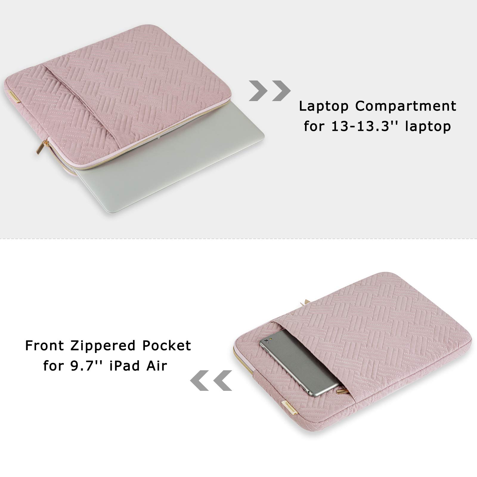 Laptop Sleeve,BAGSMART Laptop Case Cover Compatible with 13-13.3 inch Notebook,MacBook Air,MacBook Pro 14 Inch,Computer,Water Repellent Protective Case with Pocket,Pink