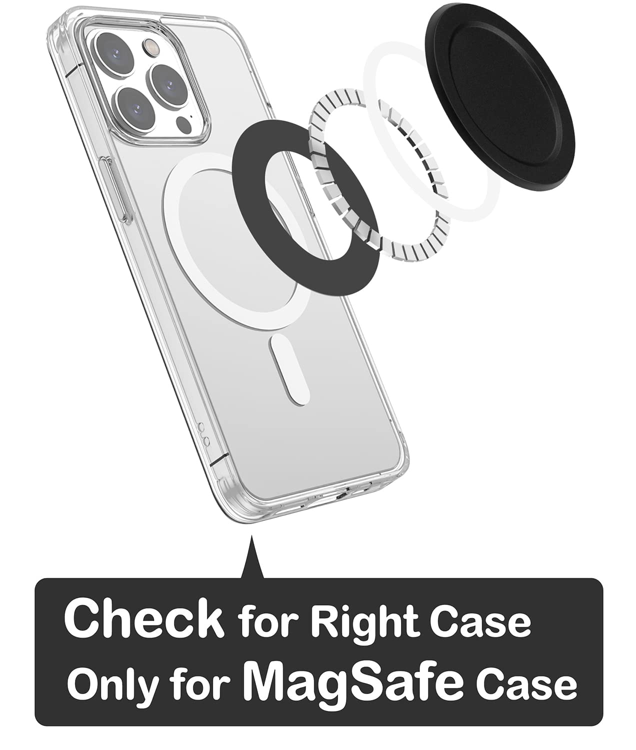 metisinno Magnetic Base for PopSocket Phone Grips and iPhone MagSafe Cases, Black