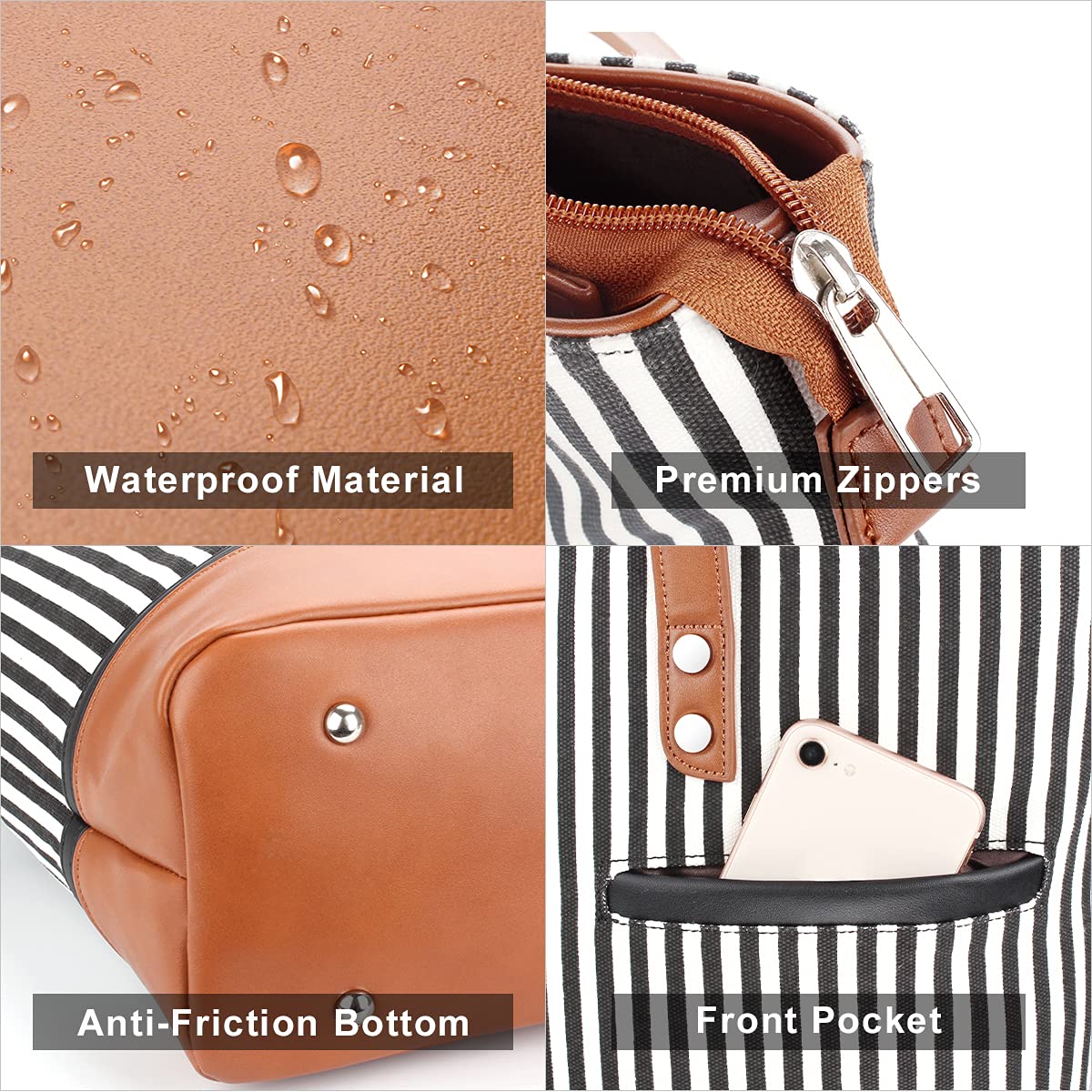 Laptop Tote Bag for Women Large Canvas Womens Briefcase Waterproof Computer Bag Work Bags for Women Fits 15.6 inch Laptop (Brown)