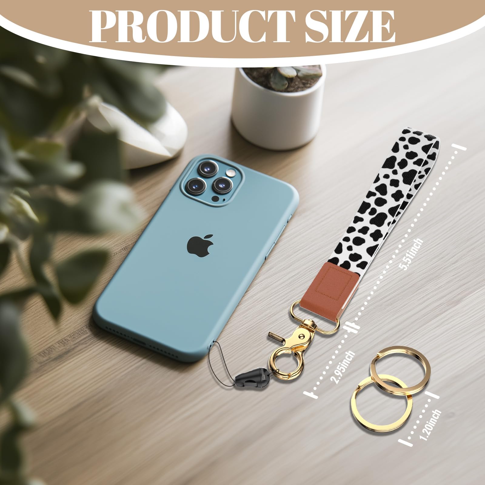 Wristlet Keychain for Women and Men,Key Chain Holder,Wrist Lanyard for Keys(Cow)