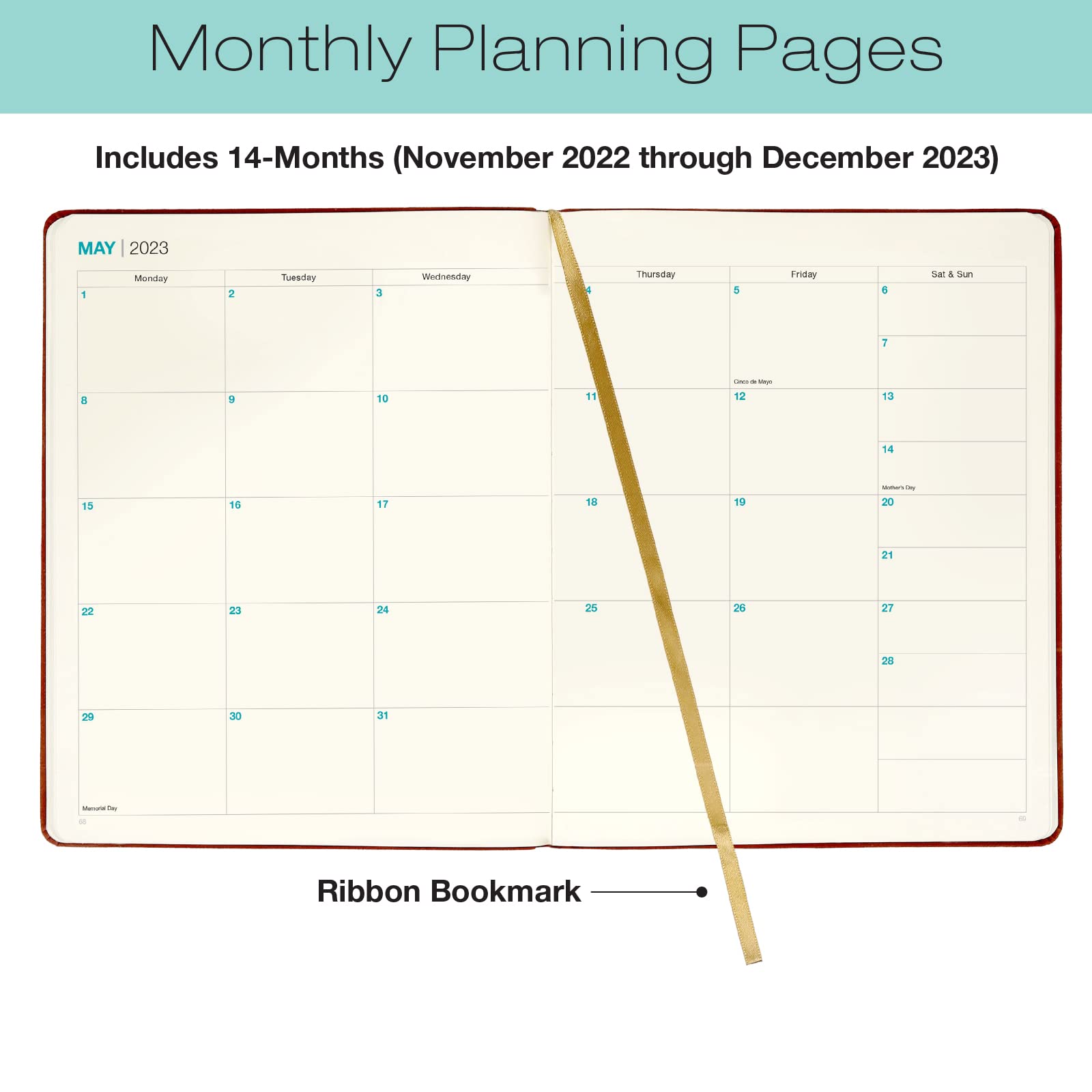 2023 Planner 8"x10" Size: 14 Months (Begins November 2022 /2023 Calendar/ 2023 Weekly Calendar/Weekly Planner Organizer (Brown)