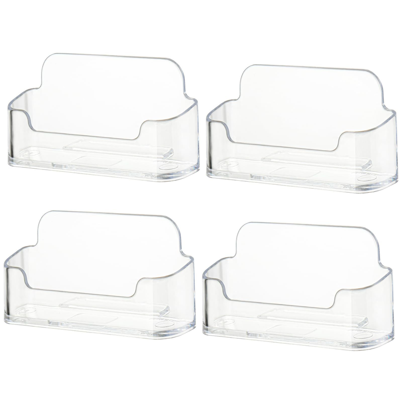 DMFLY Business Card Holder for Desk - 4 Pack Acrylic Business Card Holder Display Plastic Business Card Stand Desktop Business Card Holders for Exhibition, Home & Office, Fits 30-50 Business Cards