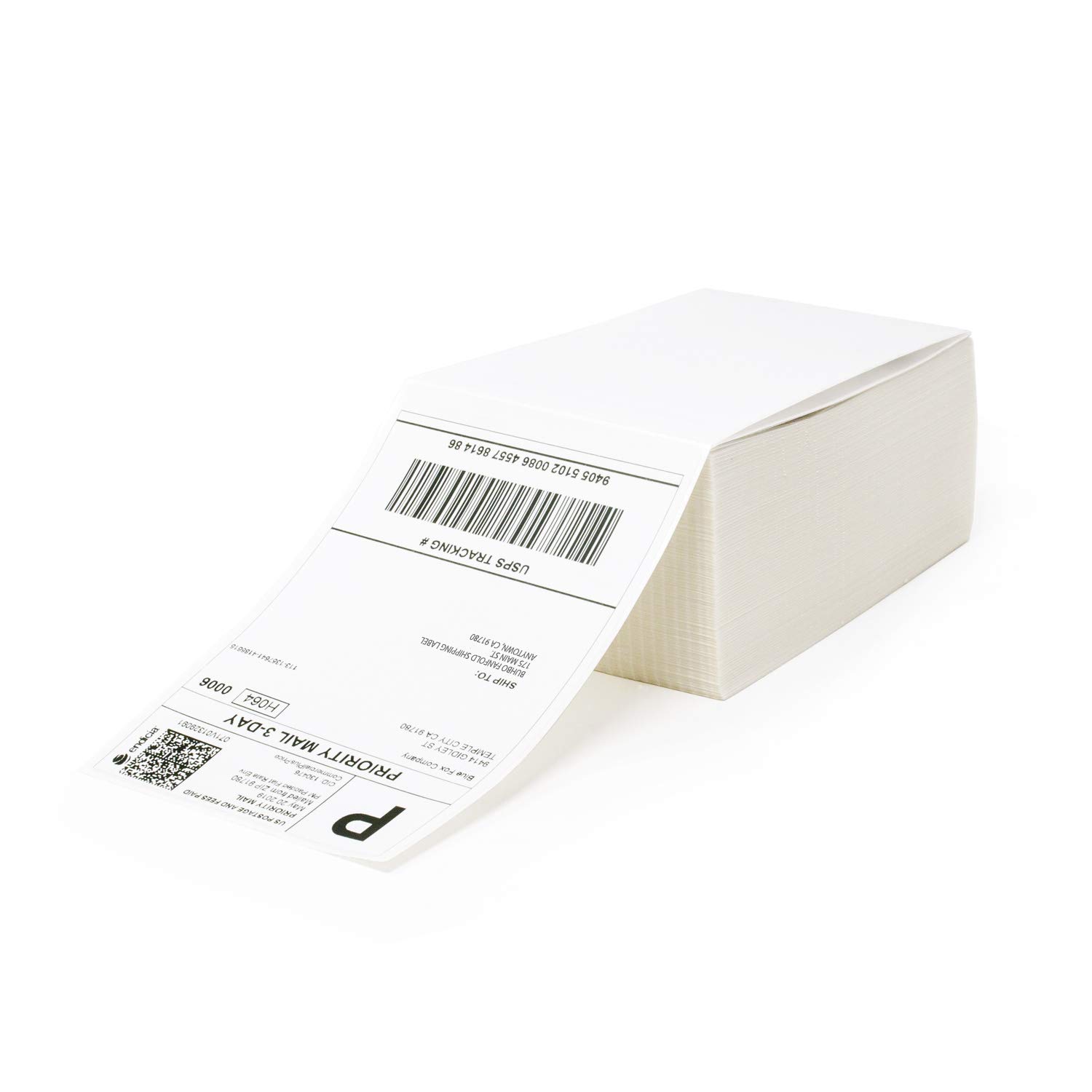 Buhbo 4" x 6" Direct Thermal Shipping Label (500 Fanfold Labels) - Rollo Compatible - Commercial Grade White