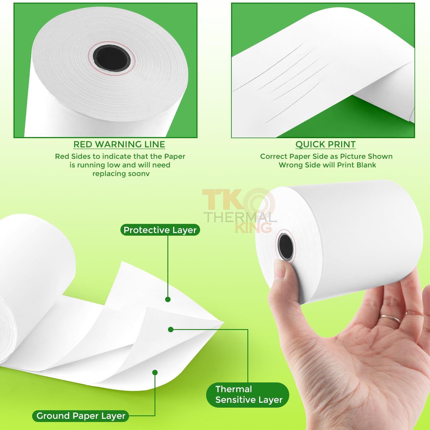 TK Thermal King, 3-1/8" x 230' Point-of-Sale Thermal Paper Rolls fits Station POS System (10 Rolls)
