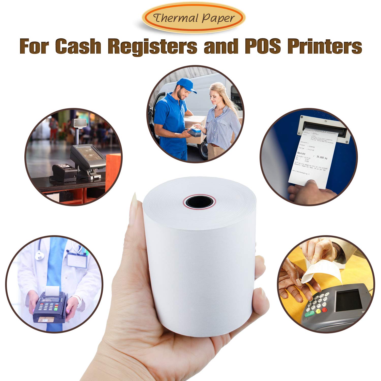 TK Thermal King, 3-1/8" x 230' Point-of-Sale Thermal Paper Rolls fits Station POS System (10 Rolls)