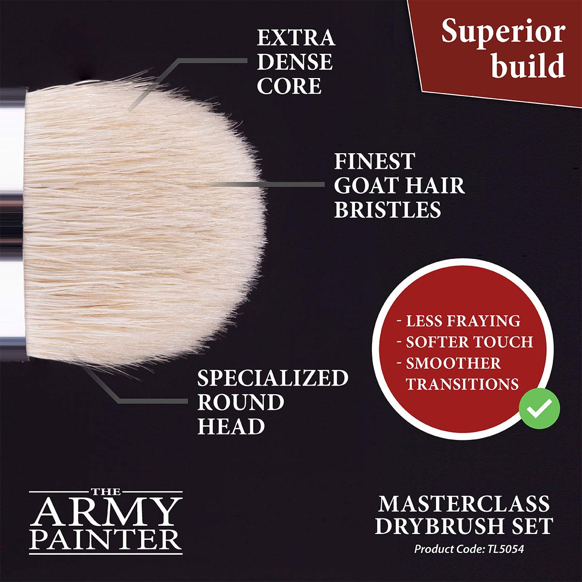 The Army Painter Masterclass: Drybrush Set - Hobby Brush Set with Brushes in Three Sizes for Advanced and Professional Techniques for Tabletop Roleplaying, Boardgames, and Wargames Miniature Painting