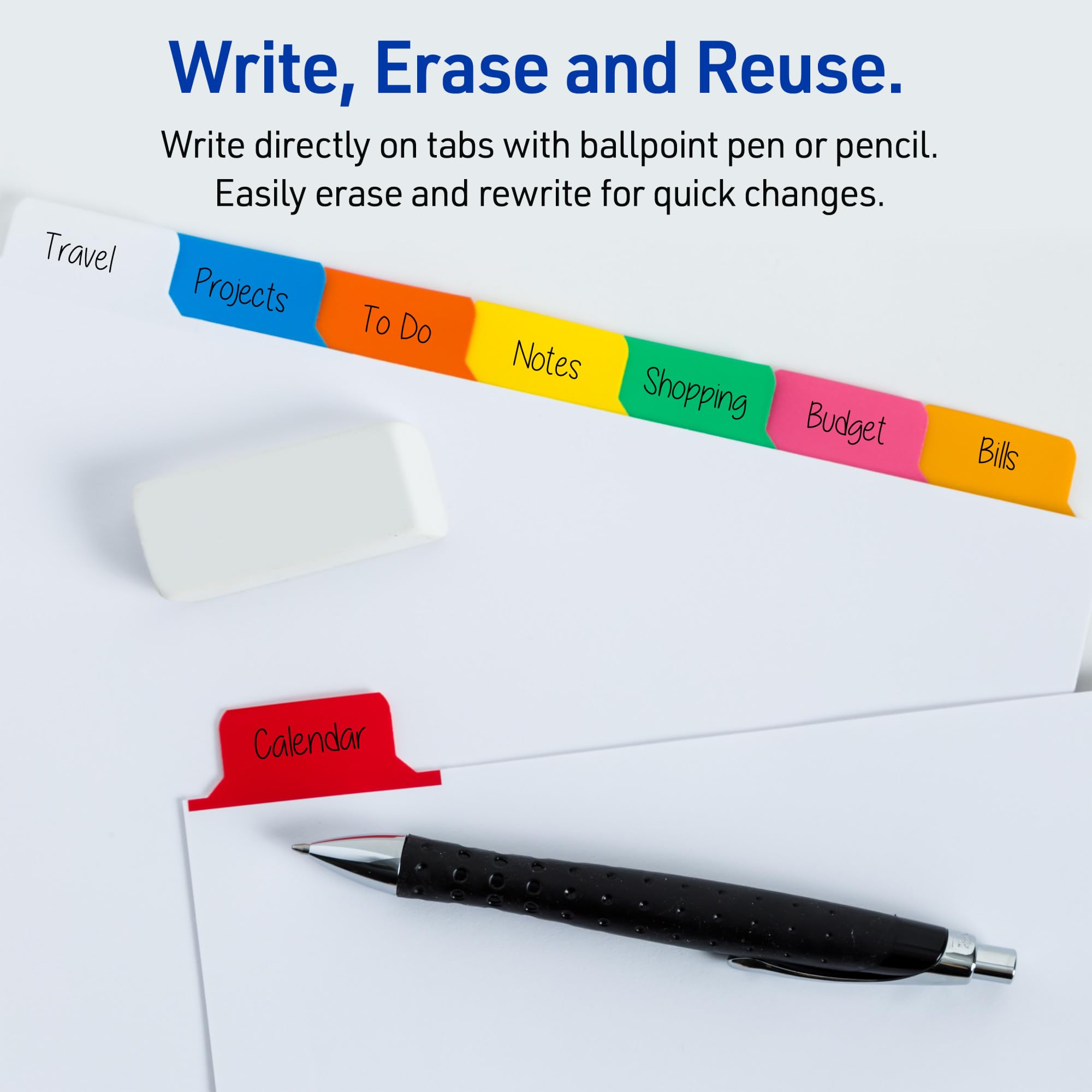 AVERY 8-Tab Binder Dividers, Write & Erase Multicolor Big Tabs, 6 Sets, School Binder Organizers (23079) - 73079
