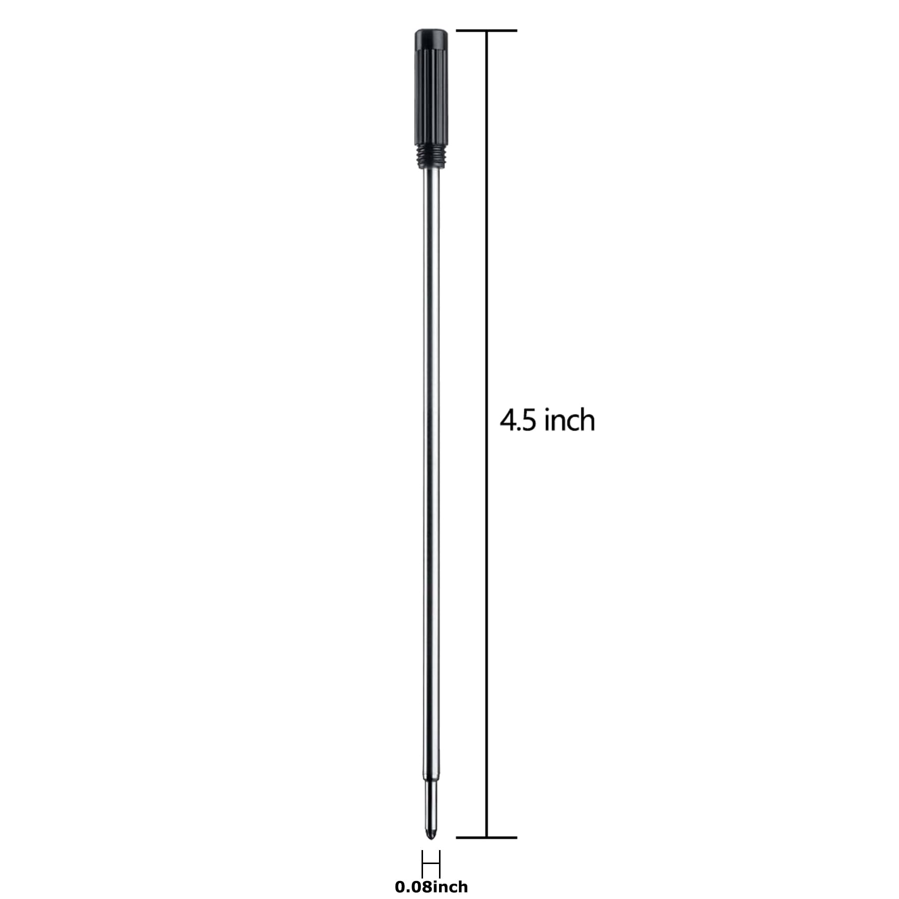 DunBong Black Ink Refill Pack of 5, Replaceable Ballpoint Pen Refills, Medium Point Metal Refill (Black)