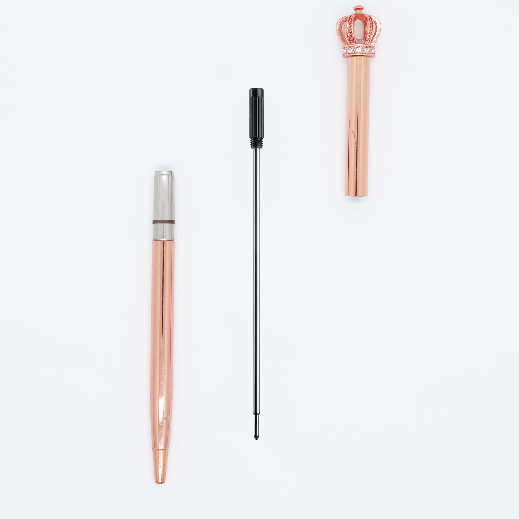 DunBong Black Ink Refill Pack of 5, Replaceable Ballpoint Pen Refills, Medium Point Metal Refill (Black)