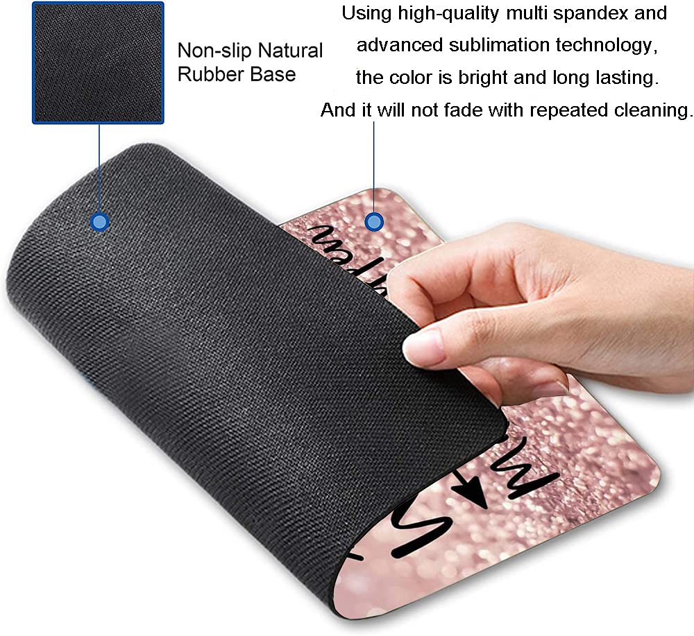 Inspirational Quote Mouse Pad, Stay Positive Work Hard and Make It Happen Motivational Mouse Pad for Women, Square Waterproof Mouse Pad Non-Slip Rubber Base MousePads for Office Laptop