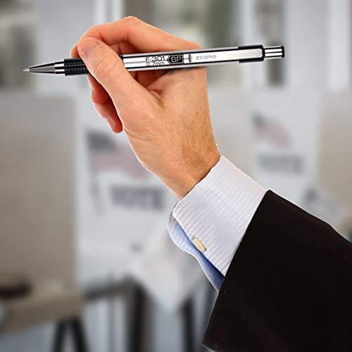 Zebra F-301 Ballpoint Stainless Steel Retractable, 0.7mm, Black Ink, Combo Pack of 6 BLACK INK Metal Pens with 3 BLACK INK REFILLS, 0.7mm fine point pens with Pen Refill
