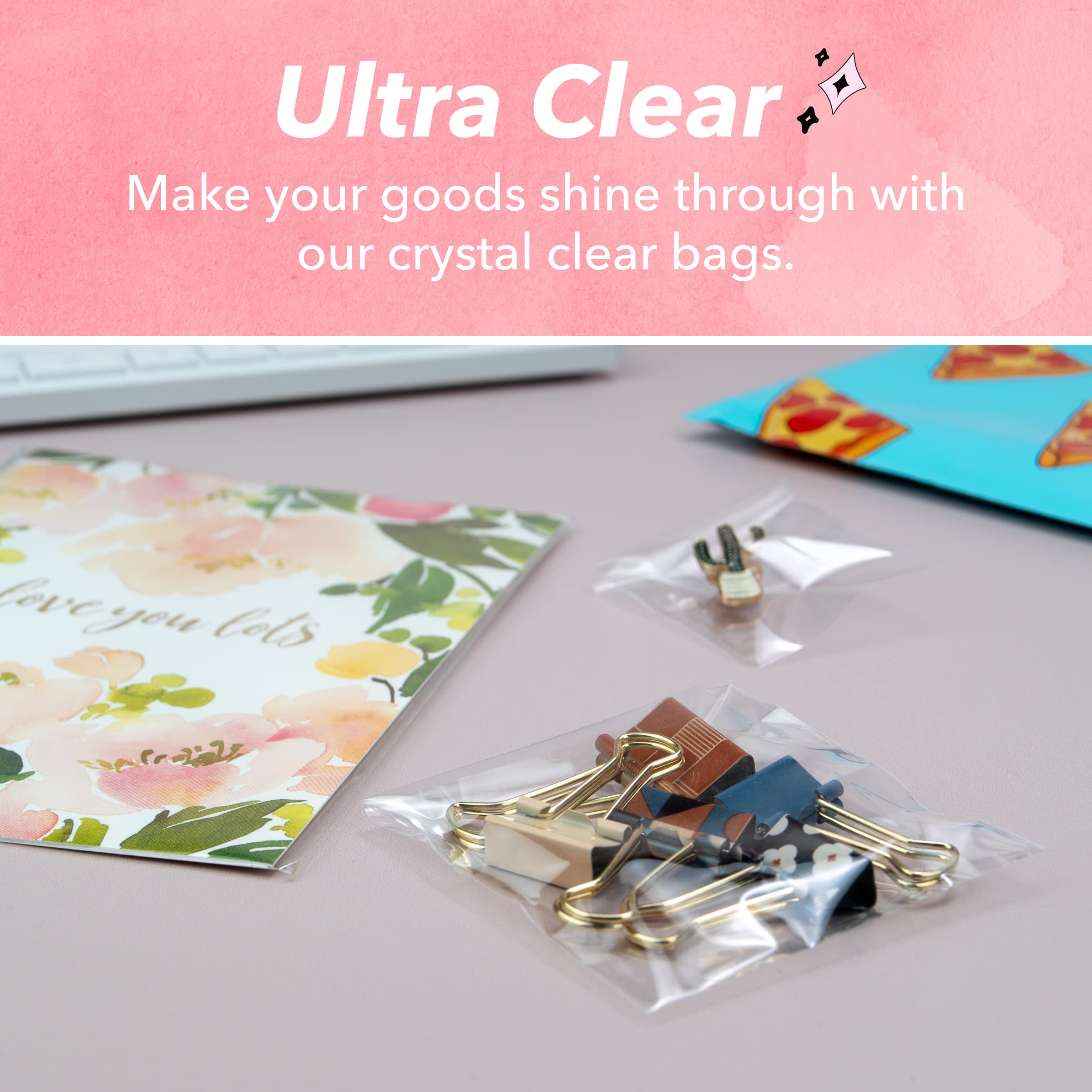 Pack It Chic - 5β X 7β (200 Pack) Clear Resealable Polypropylene Bags - Fits 5X7 Prints, Photos, A2 A4 A6 Cards & Envelopes - Self Seal